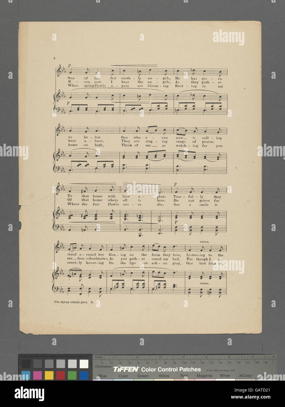 Portrait titled 'The dying school girl', featuring a young girl in a ...