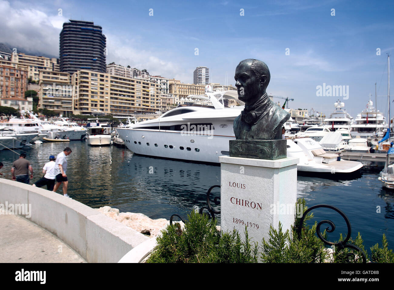 General view of the statue in honor of French Grand Prix driver Louis ...