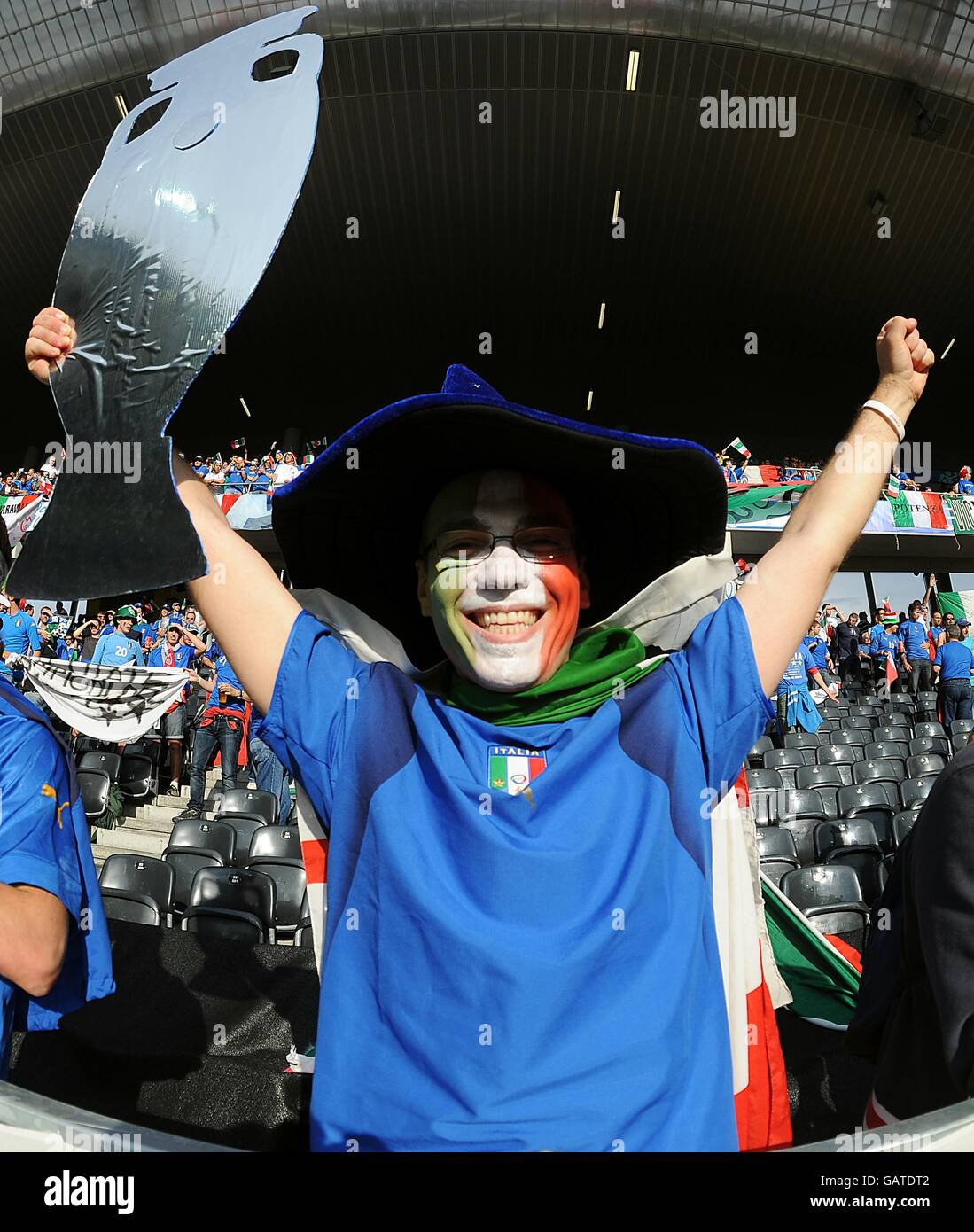 An Italian fan shows his support, in the stands prior to kick off Stock ...