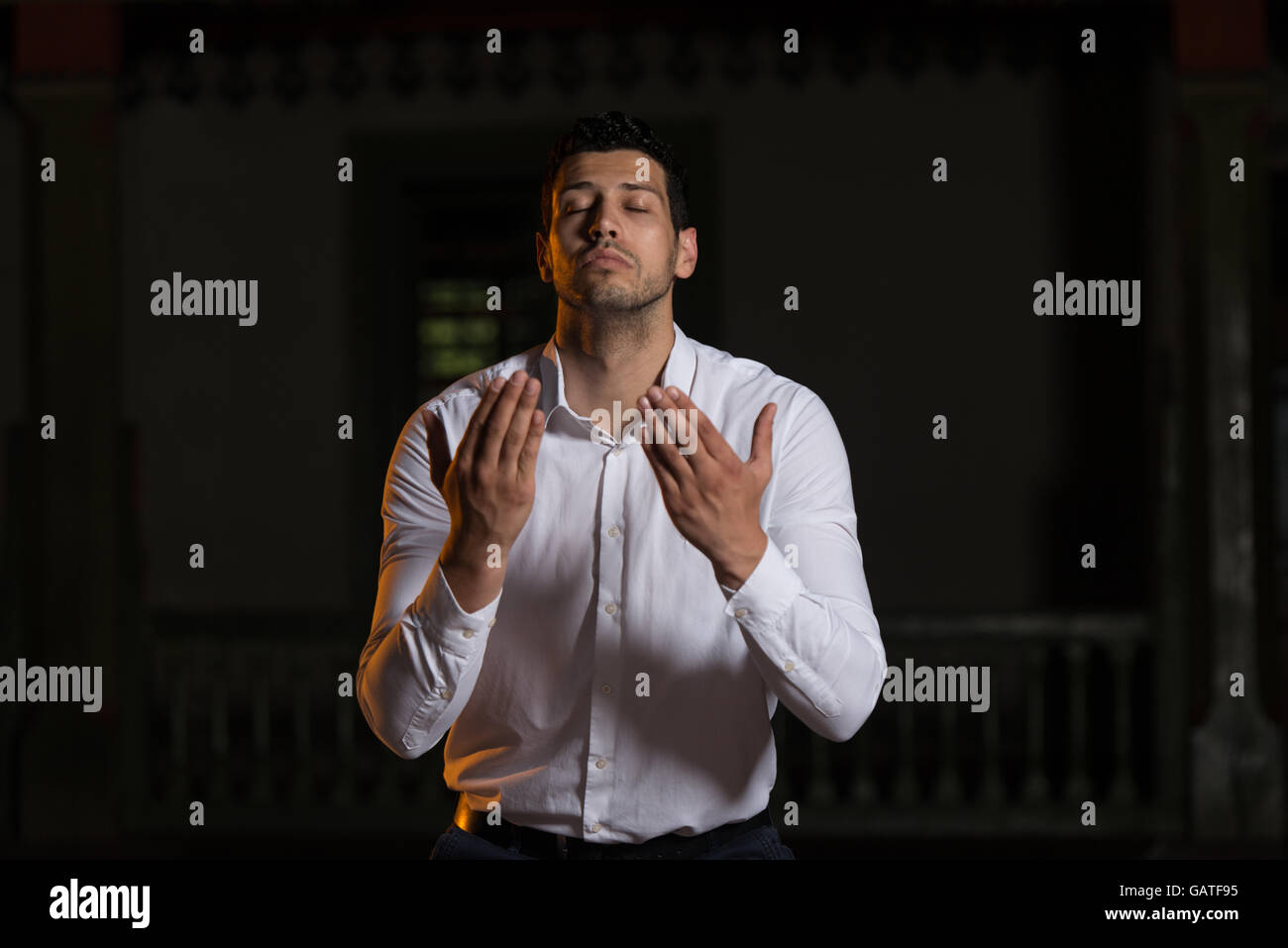 Humble Muslim Man Is Praying In The Mosque Stock Photo - Alamy