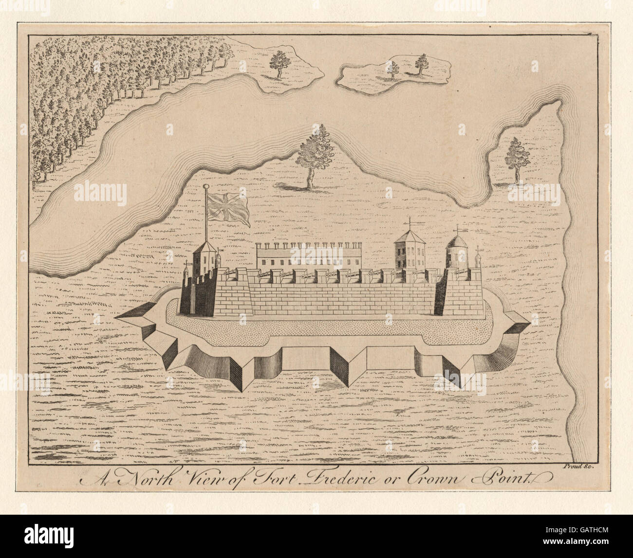 This title describes a view of Fort Frederic (also known as Crown Point ...