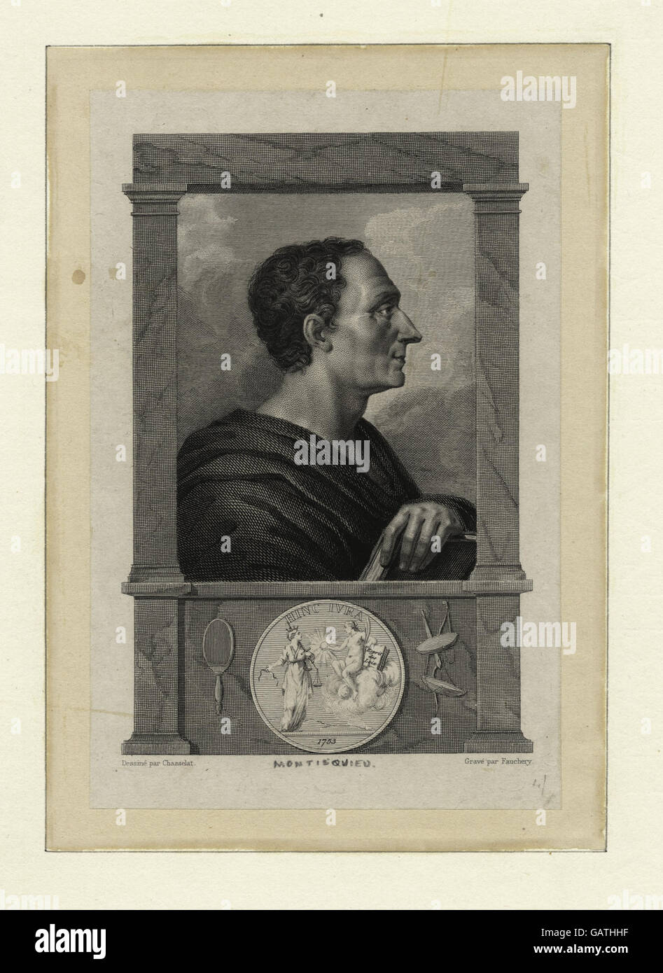 A portrait or representation of Charles de Secondat, Baron de ...