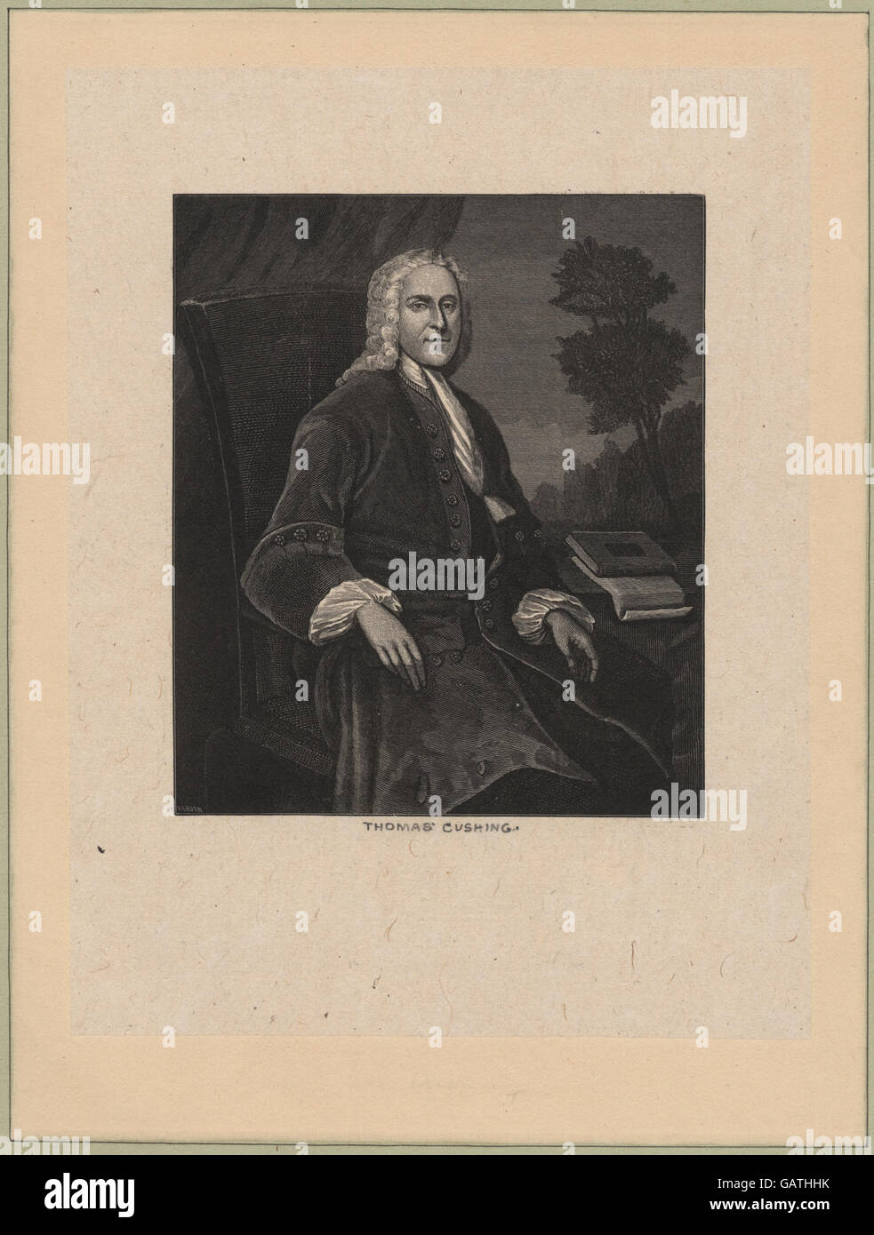 A portrait of Thomas Cushing, likely a historical figure from early ...