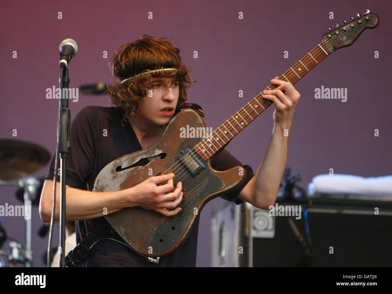Luke Pritchard of The Kooks performs at the Isle of Wight Festival 2008 ...