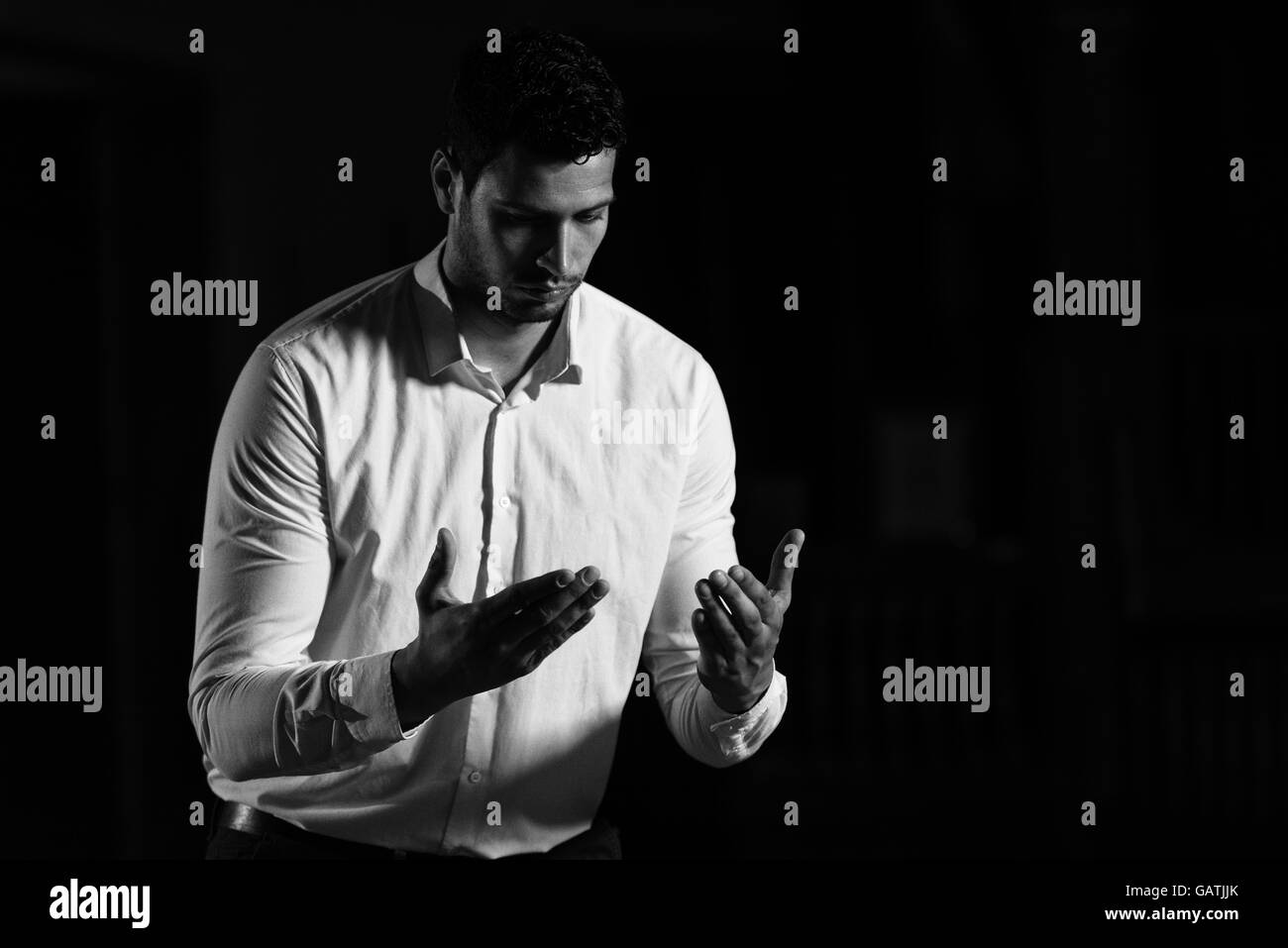 Humble Muslim Man Is Praying In The Mosque Stock Photo - Alamy