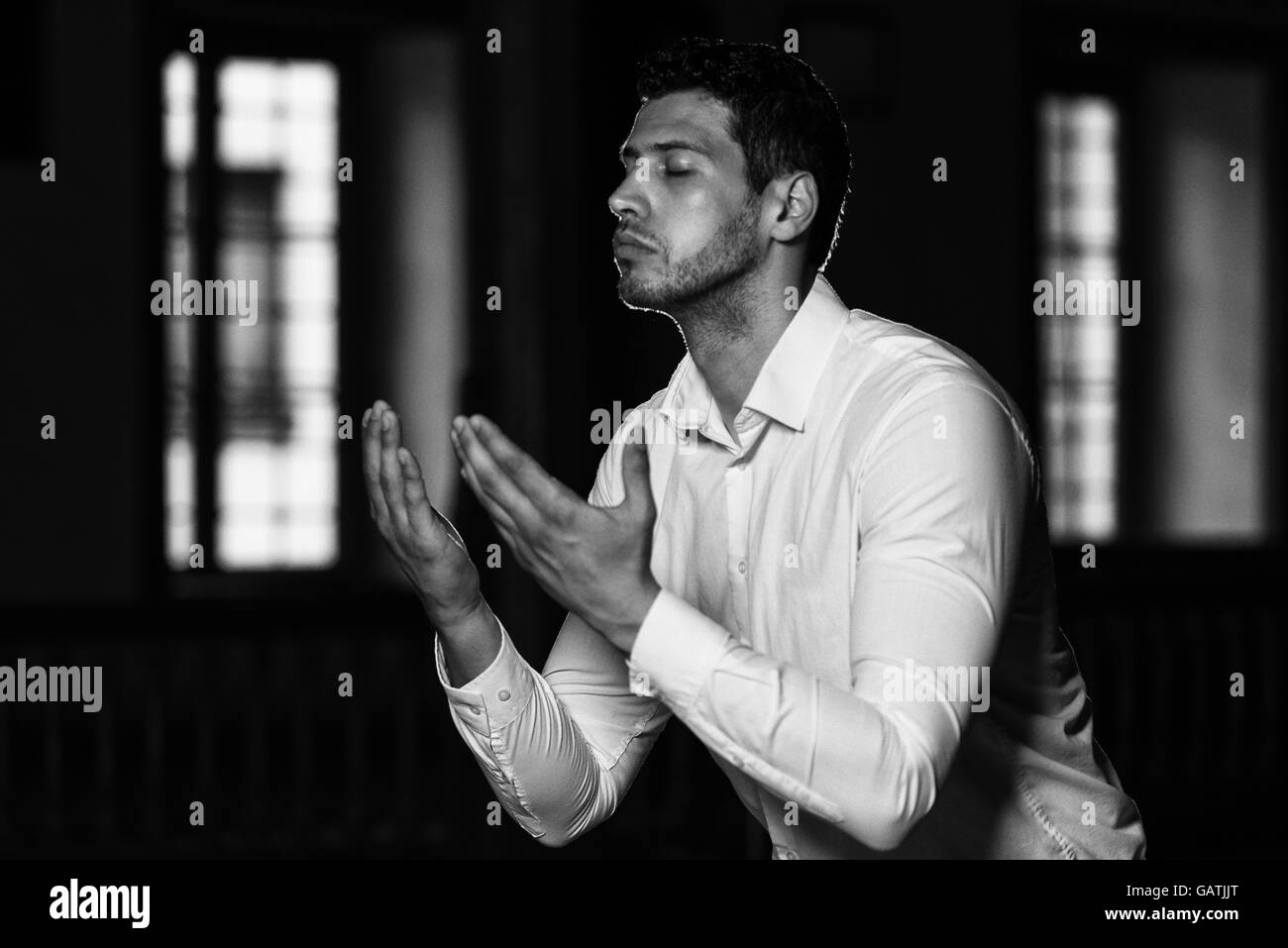 Humble Muslim Man Is Praying In The Mosque Stock Photo - Alamy