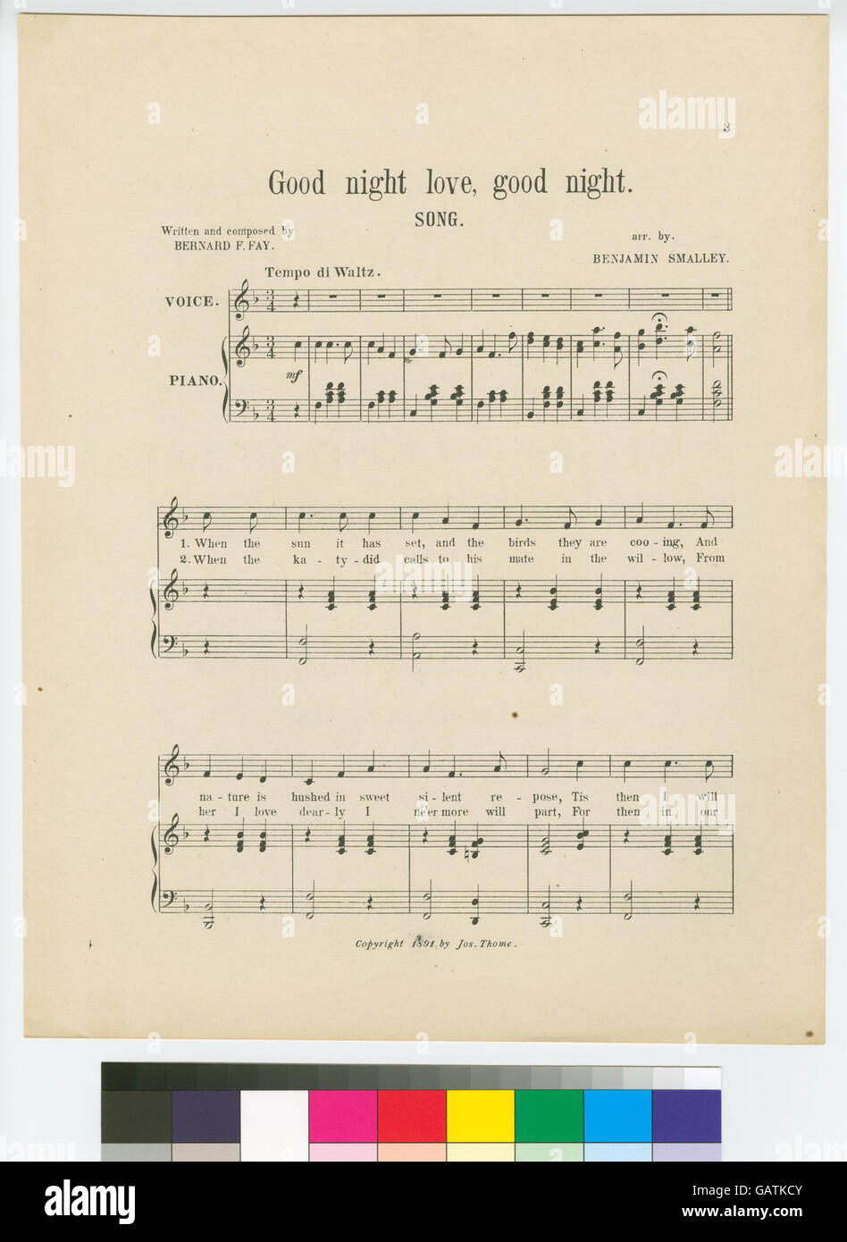 A tender song expressing a loving farewell, as the title 'Good night ...