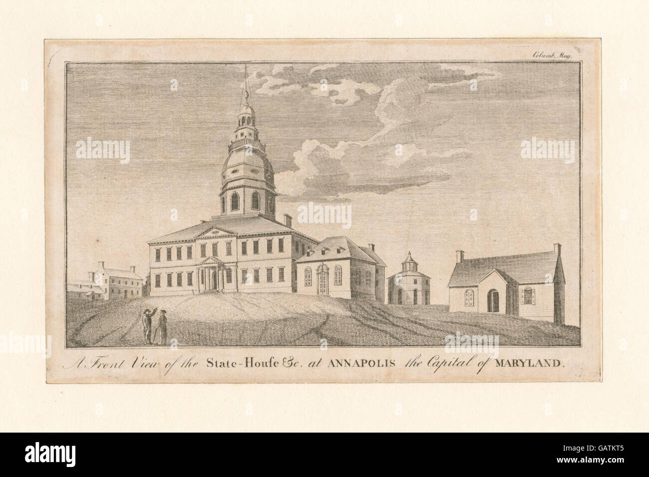 A detailed illustration of the State House in Annapolis, Maryland, the ...