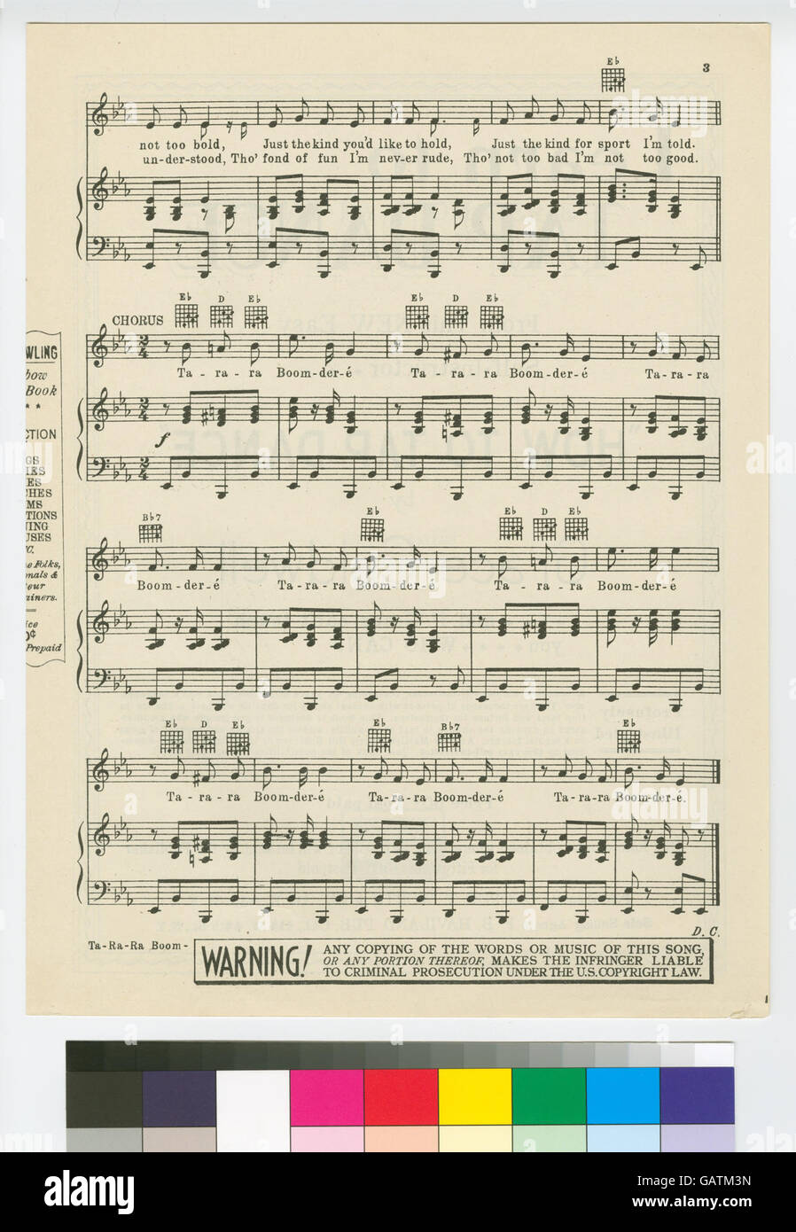 'Ta-ra-ra Boom-der-e' is a popular song from the early 20th century ...