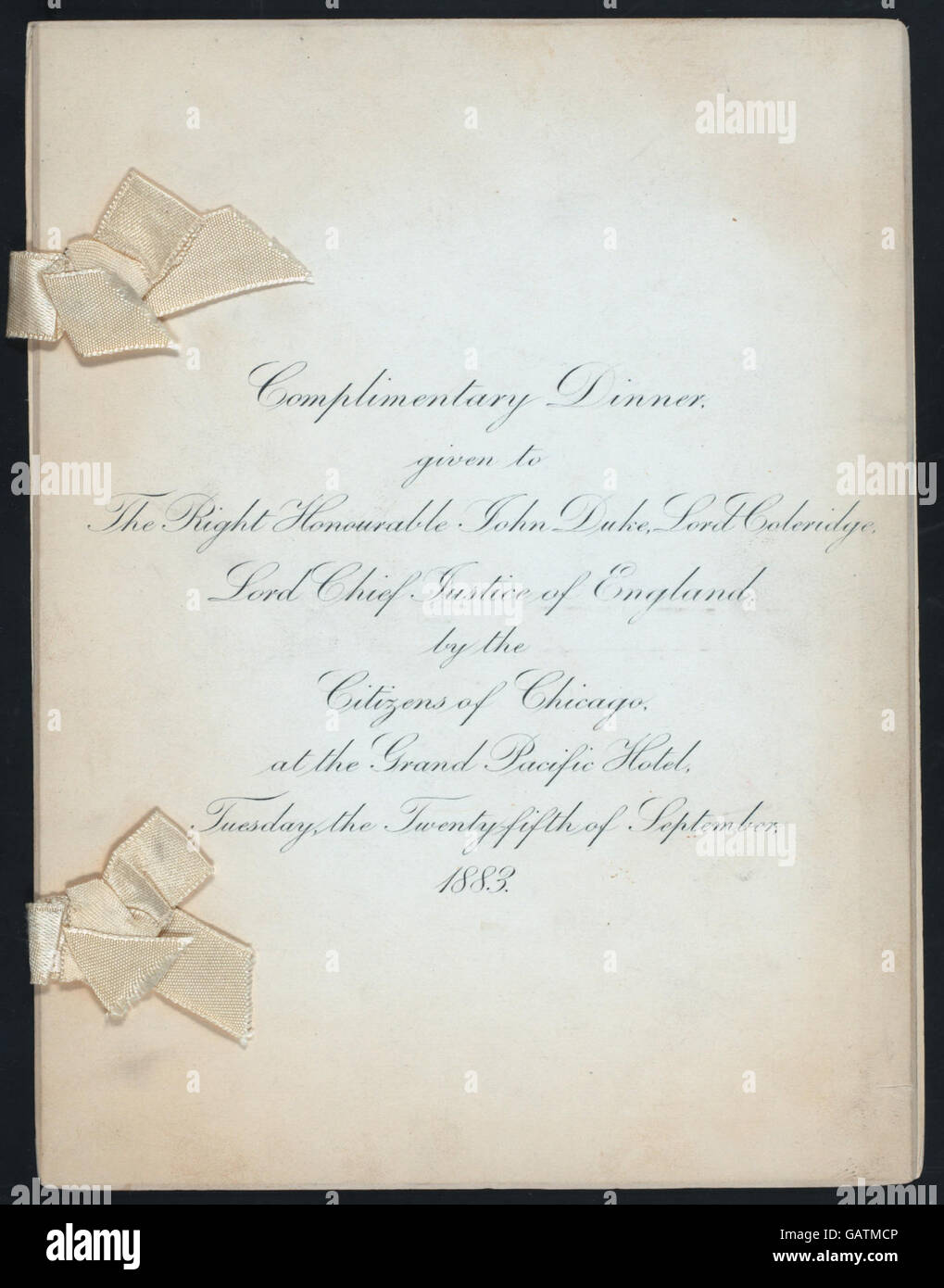 This dinner was held in honor of Lord Coleridge, the Lord Chief Justice ...