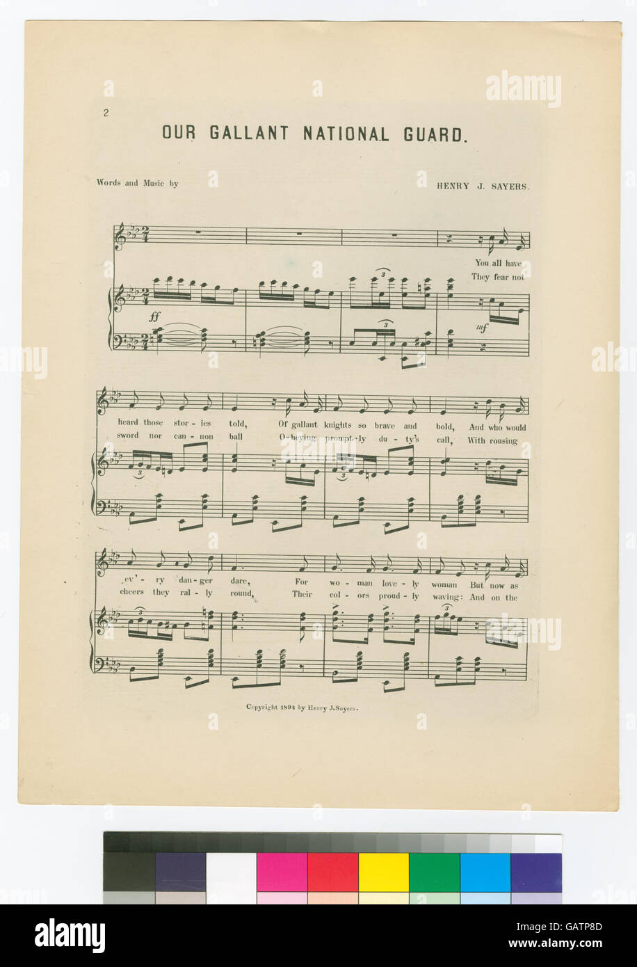 A vintage artwork titled 'Our Gallant National Guard,' depicting the ...