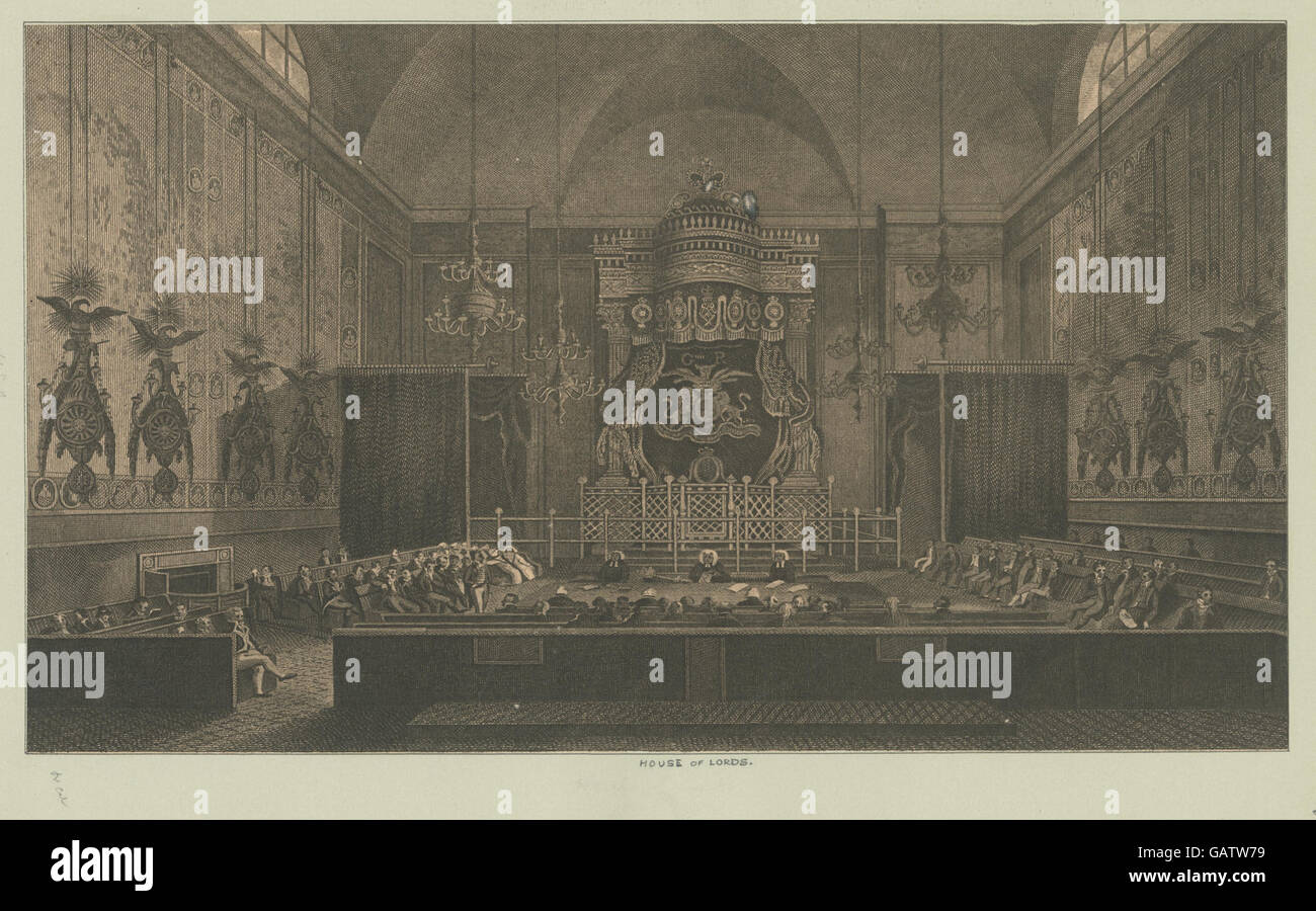 A depiction of the British House of Lords, the upper house of the ...