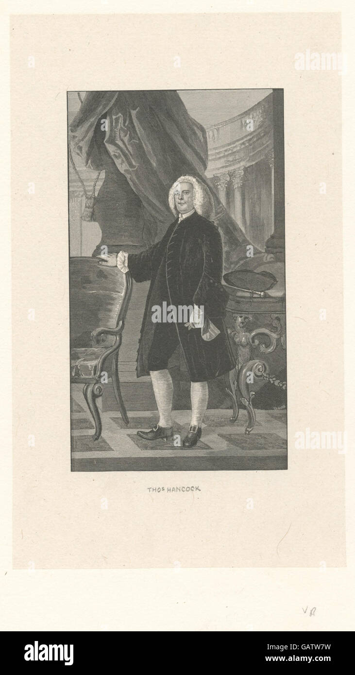 A portrait titled 'Thos. Hancock' featuring Thomas Hancock, identified ...