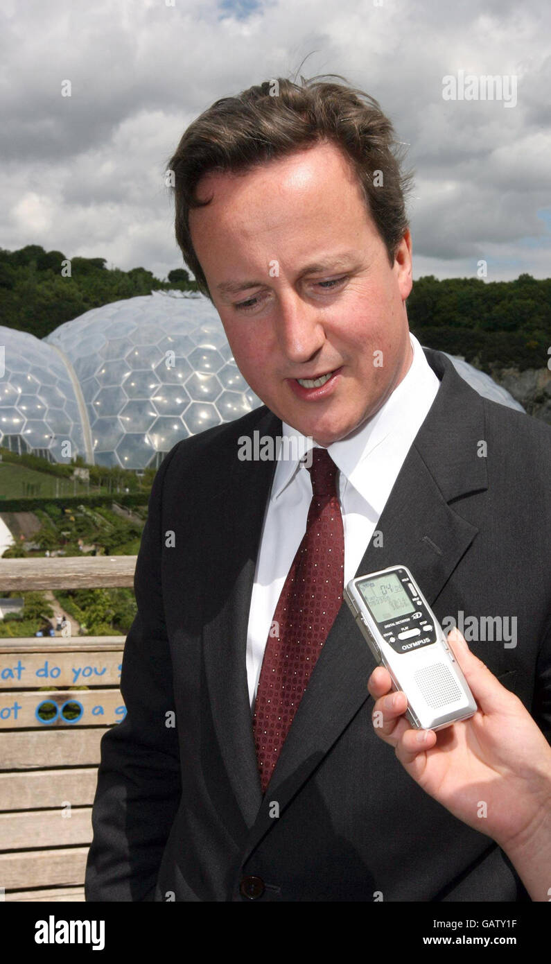 Conservative party leader david cameron visits eden project in cornwall ...