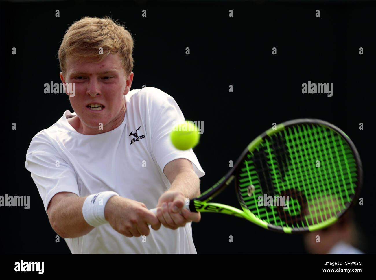 Ryan James Storrie in action in the boys singles on day eight of the ...
