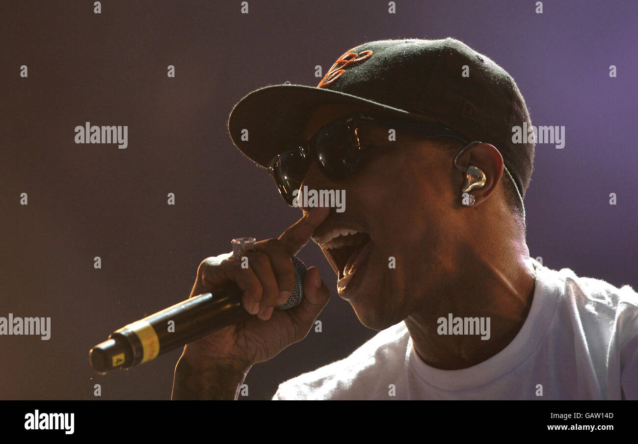 Pharrell Williams of NERD performing on the main stage at the Isle of ...