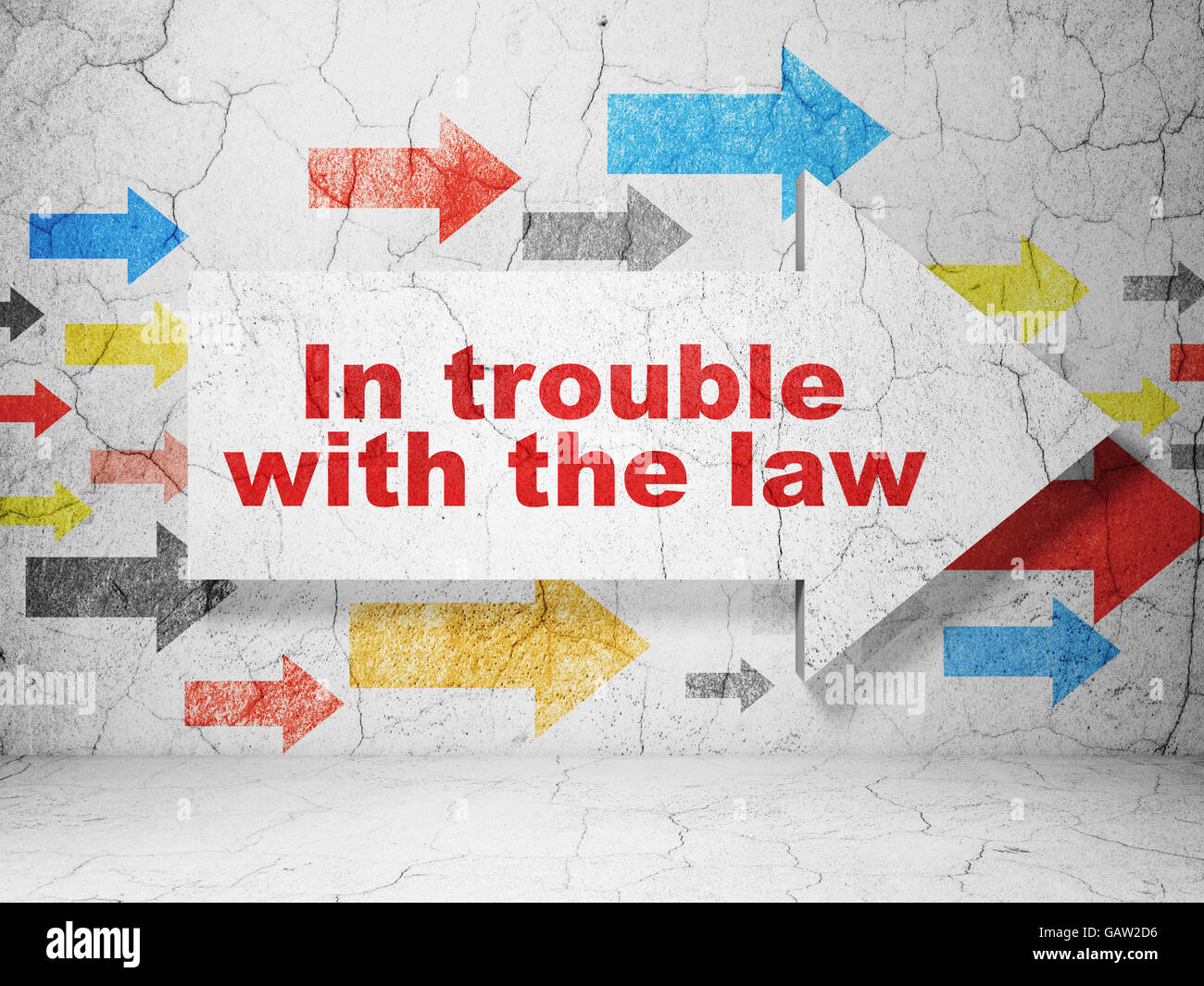 Law concept: arrow with In trouble With The law on grunge wall ...
