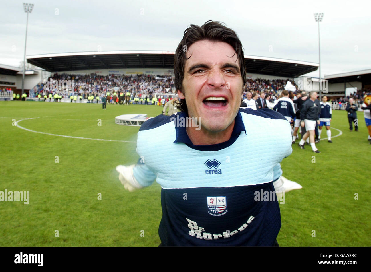 Rushden & Diamonds' goalkeeper Billy Turley celebrates at the end of ...