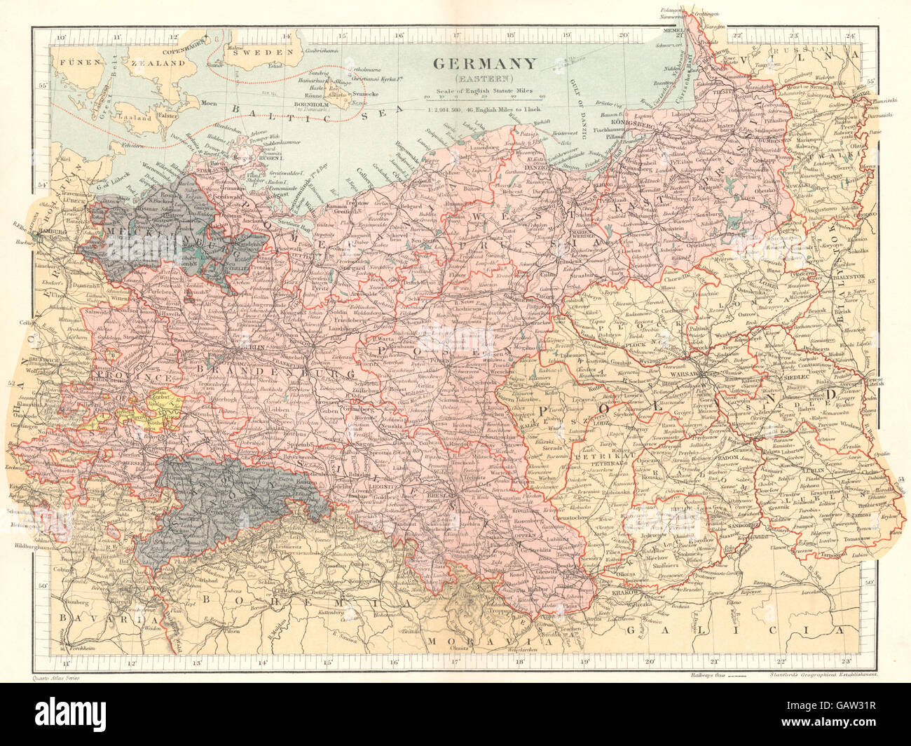 GERMANY Eastern: Prussia Brandenburg Saxony Silesia Posen. Stanford ...