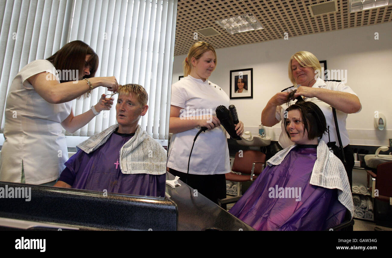 Prison officer Liz McGrorty (right) instructs prisoners at a ...