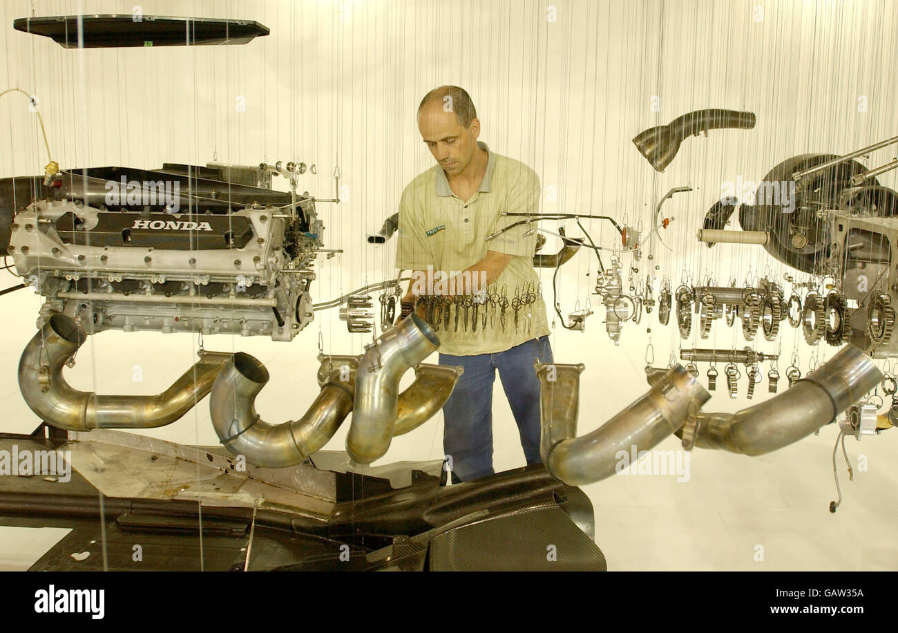 An exploded view of a honda racing formula 1 car hi-res stock ...