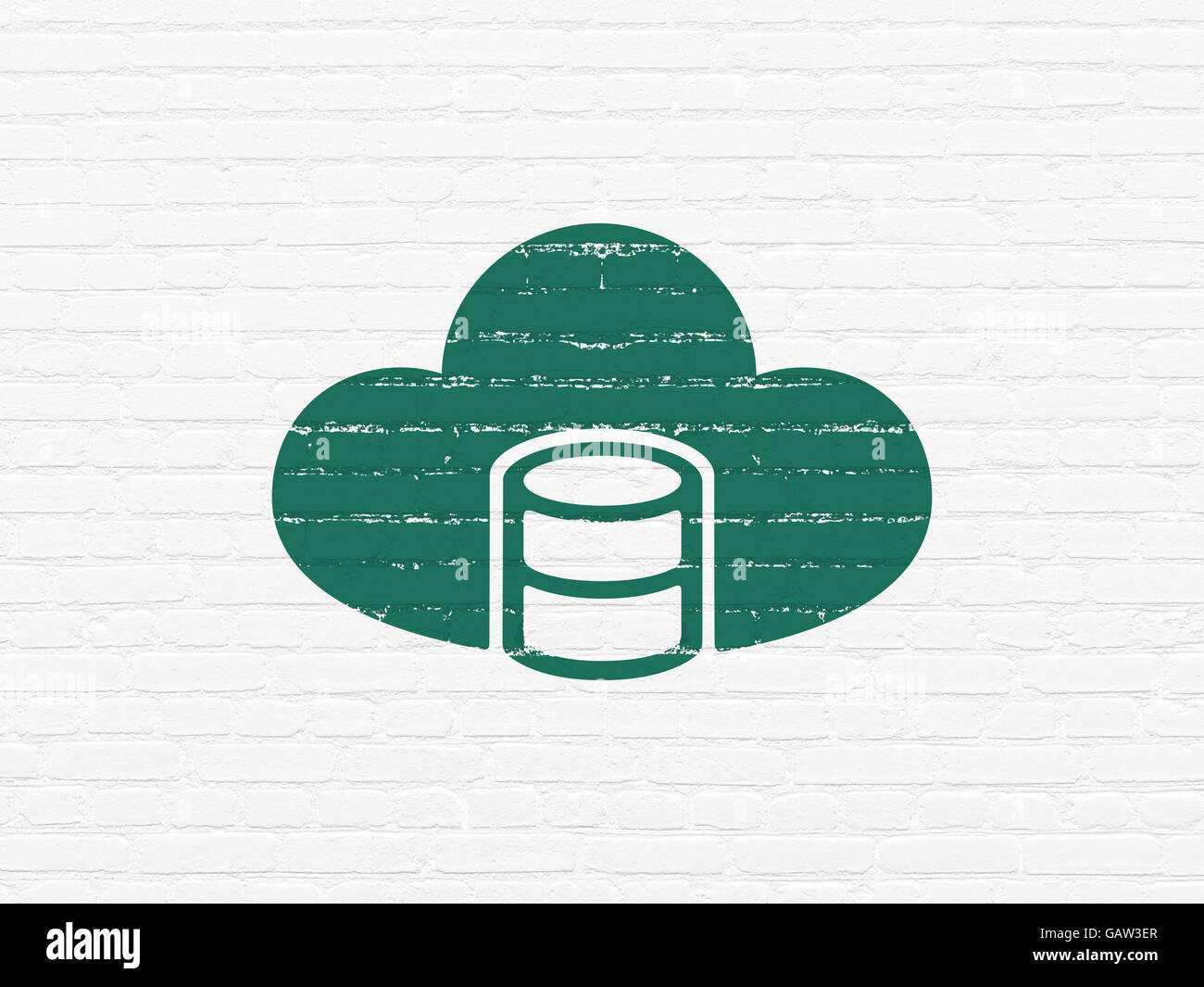Database concept: Database With Cloud on wall background Stock Photo ...