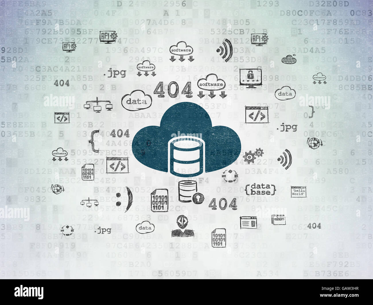 Software concept: Database With Cloud on Digital Data Paper background ...