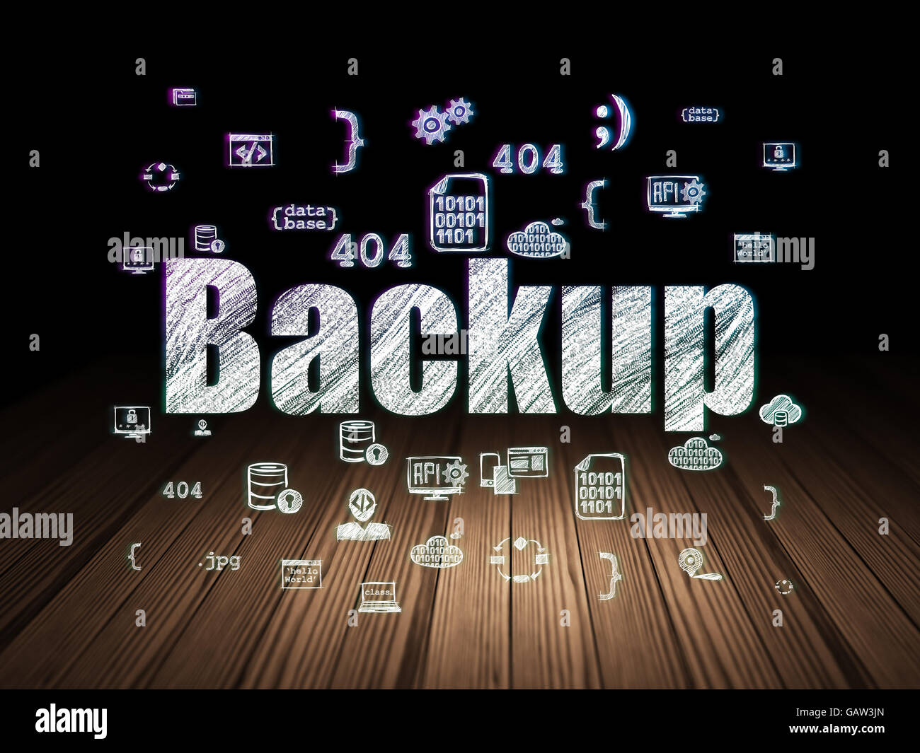 Database concept: Backup in grunge dark room Stock Photo - Alamy