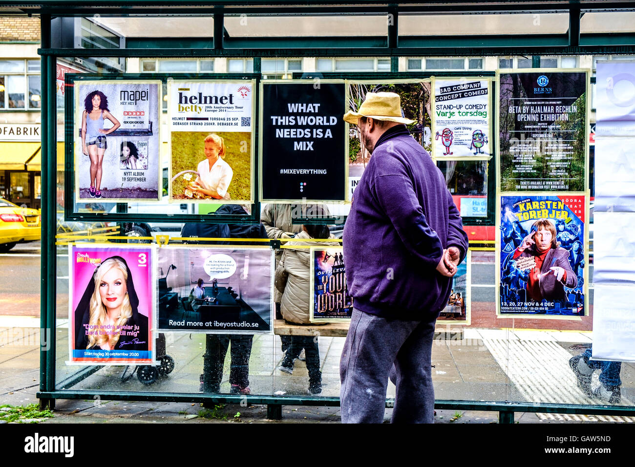 Bus stop. Street in Sodermalm district in Stockholm, Sweden Europe ...