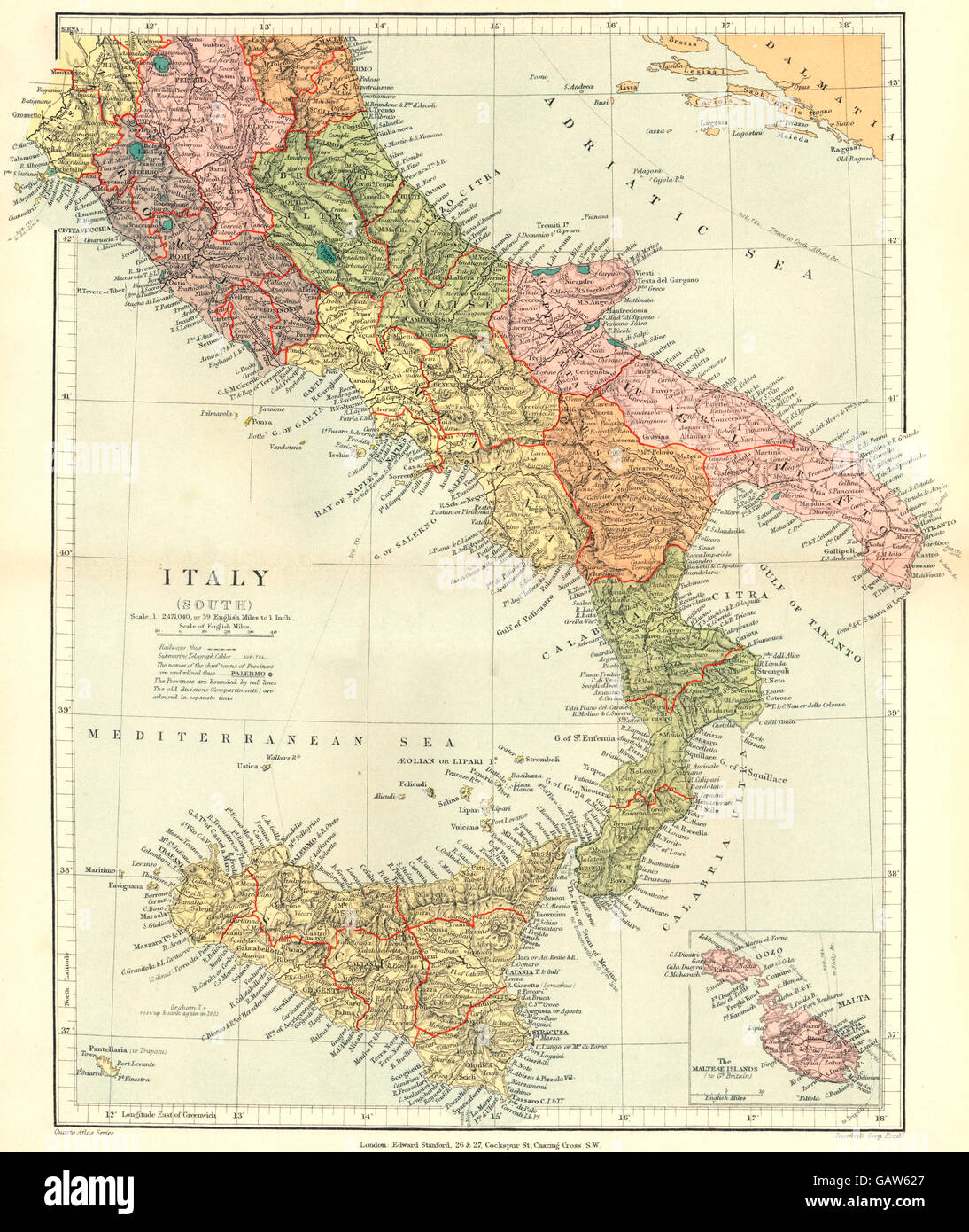 Map Of Italy 1892 High Resolution Stock Photography and Images - Alamy