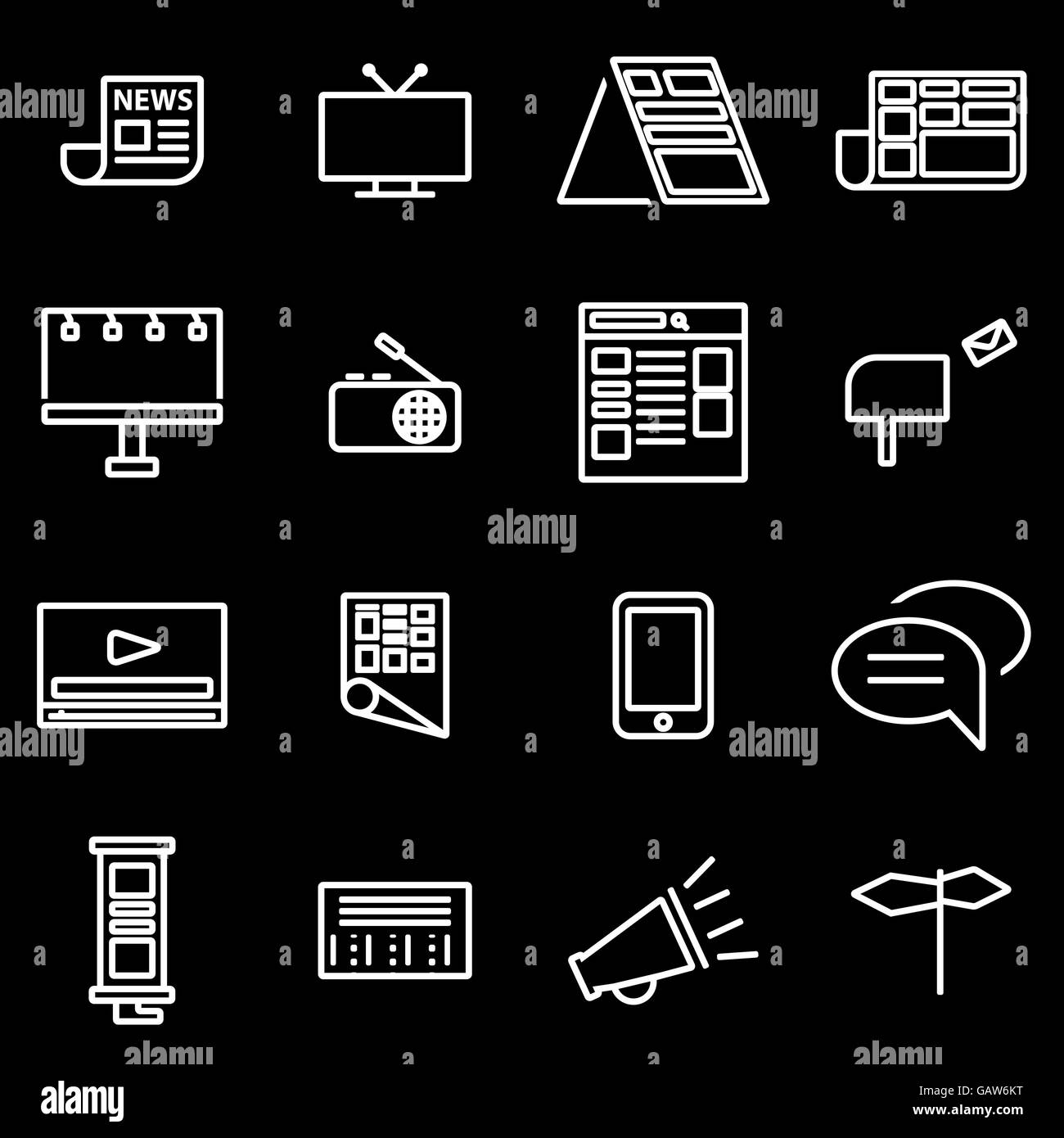 Vector line advertisement icon set Stock Vector Image & Art - Alamy