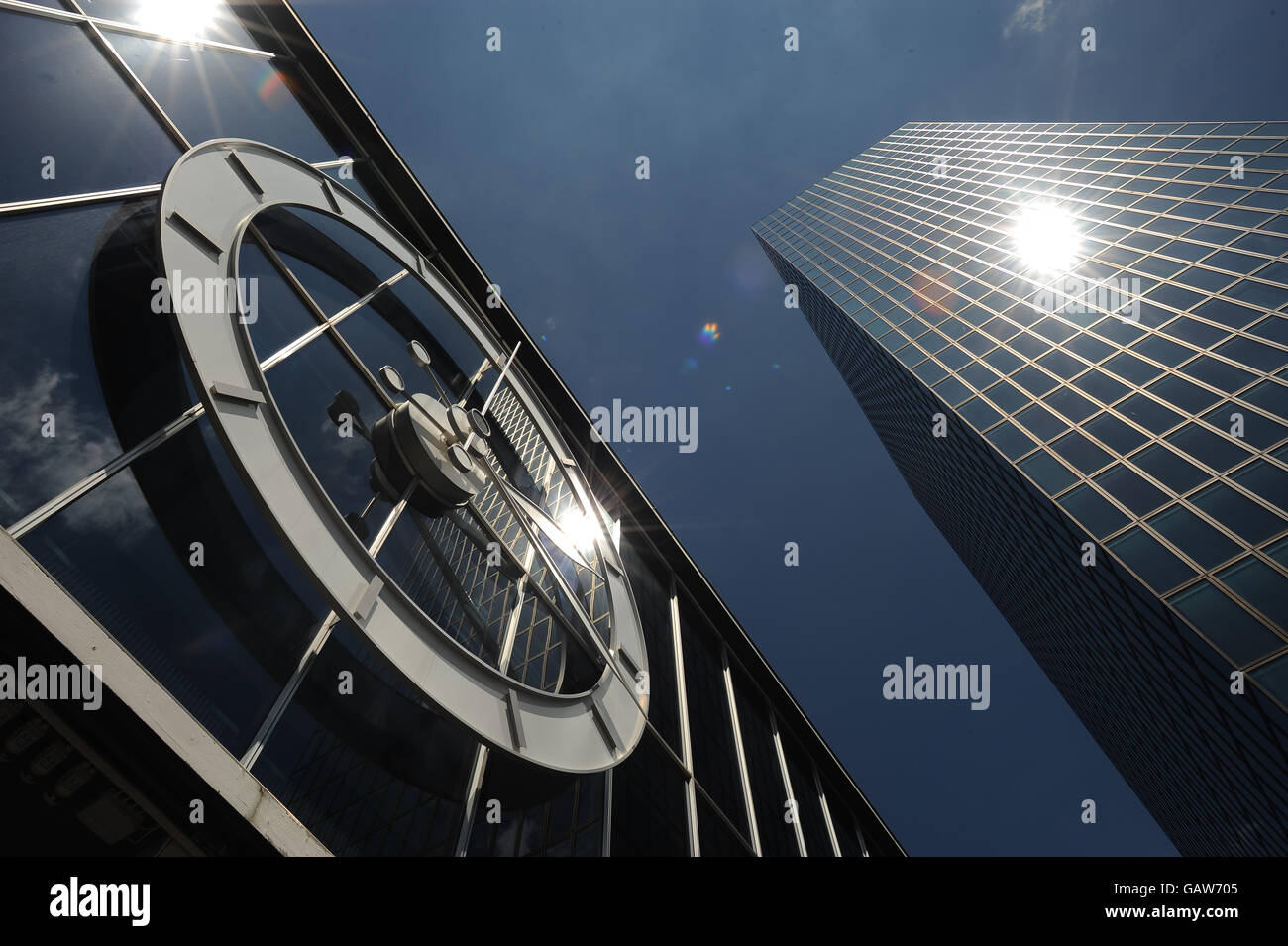 Giant clock and tower at basel messe hi-res stock photography and ...