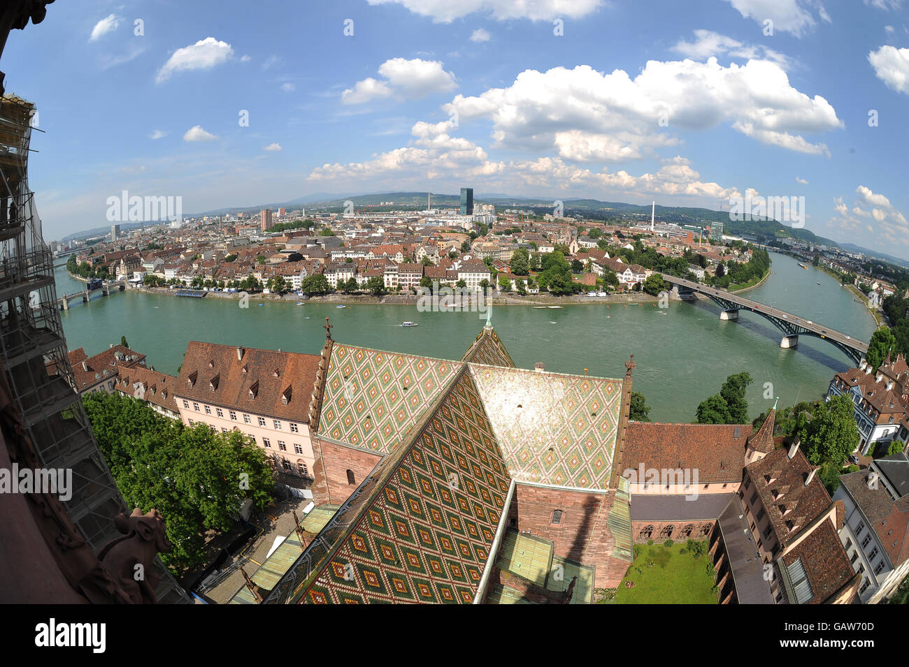 A view of Basel from the top of Basel's Munster ( Cathedral) looking ...