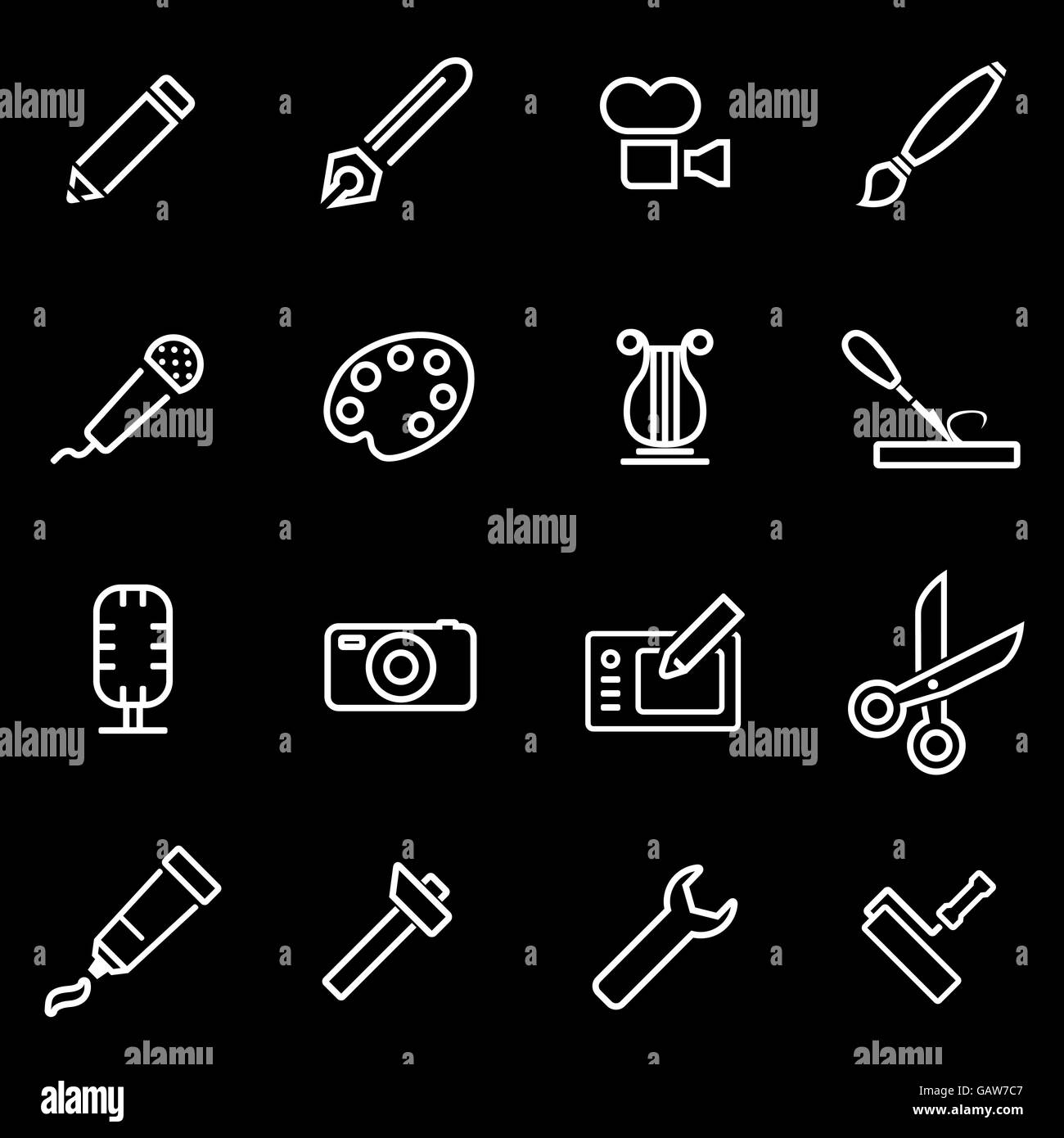 Vector line art tool icon set Stock Vector Image & Art - Alamy