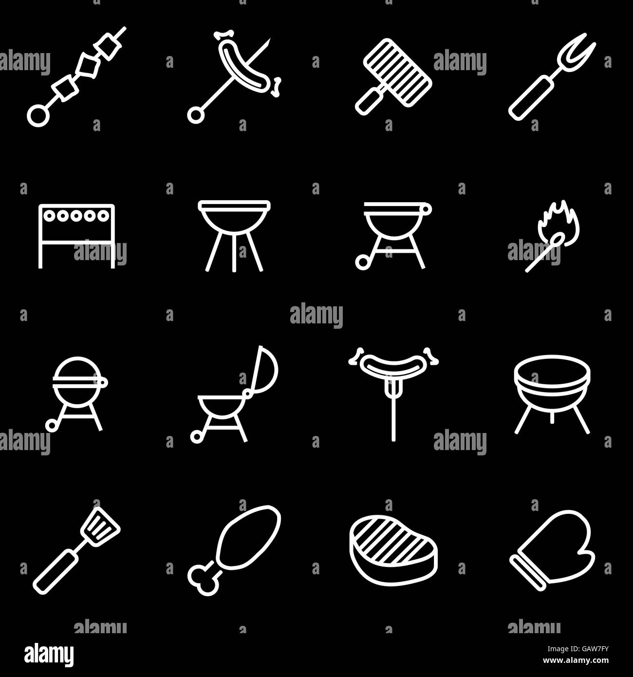 Vector line barbecue icon set Stock Vector Image & Art - Alamy