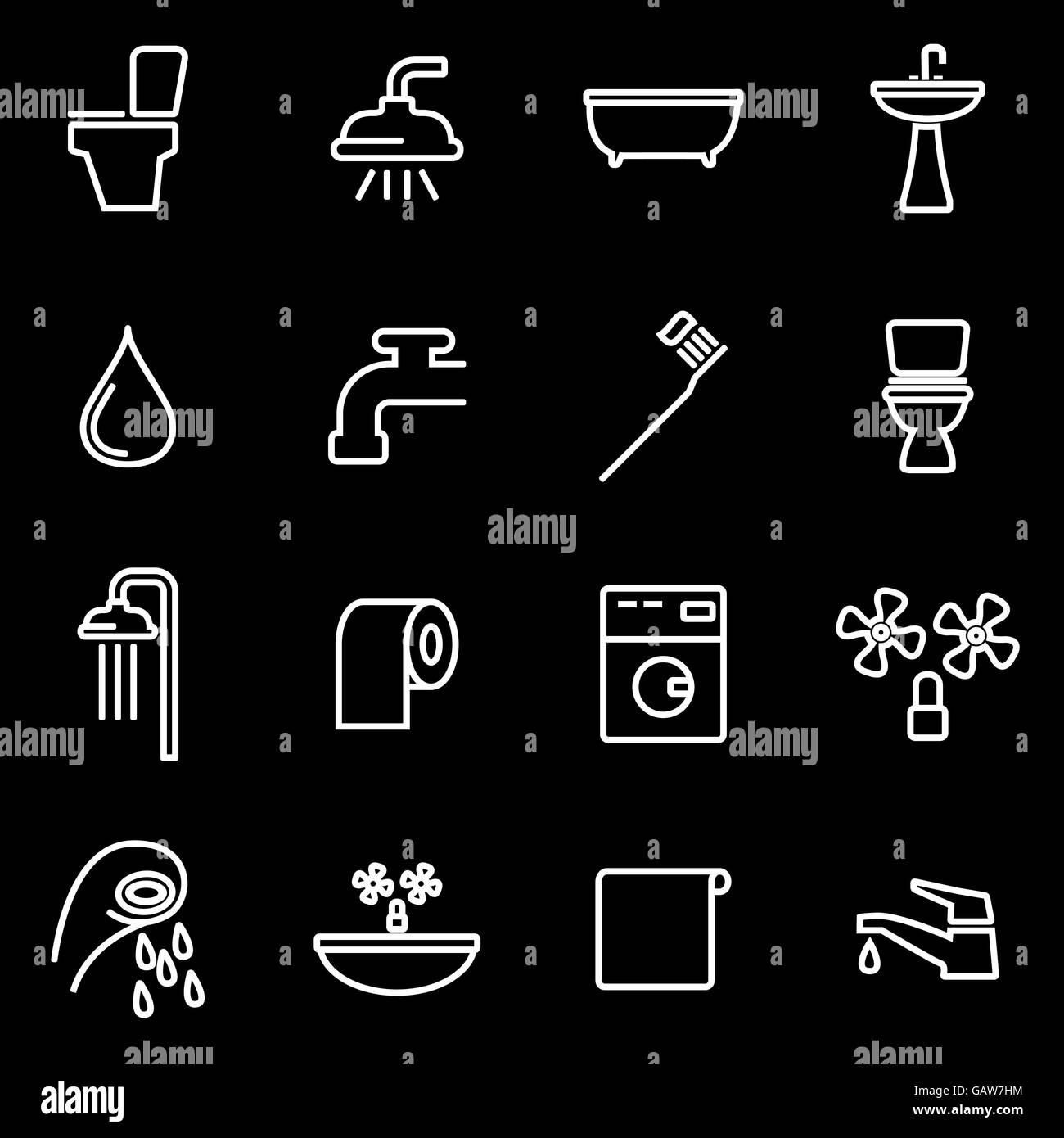 Vector line bathroom icon set Stock Vector Image & Art - Alamy