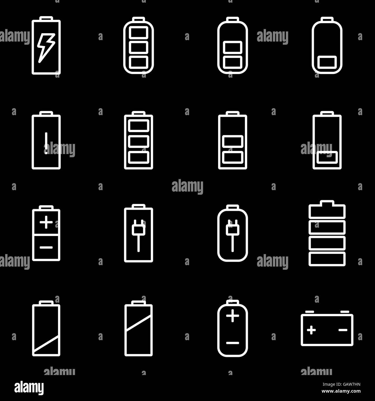 Vector line battery icon set Stock Vector Image & Art - Alamy