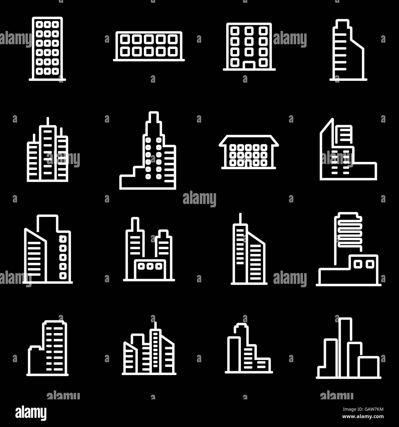 Vector line building icon set Stock Vector Image & Art - Alamy