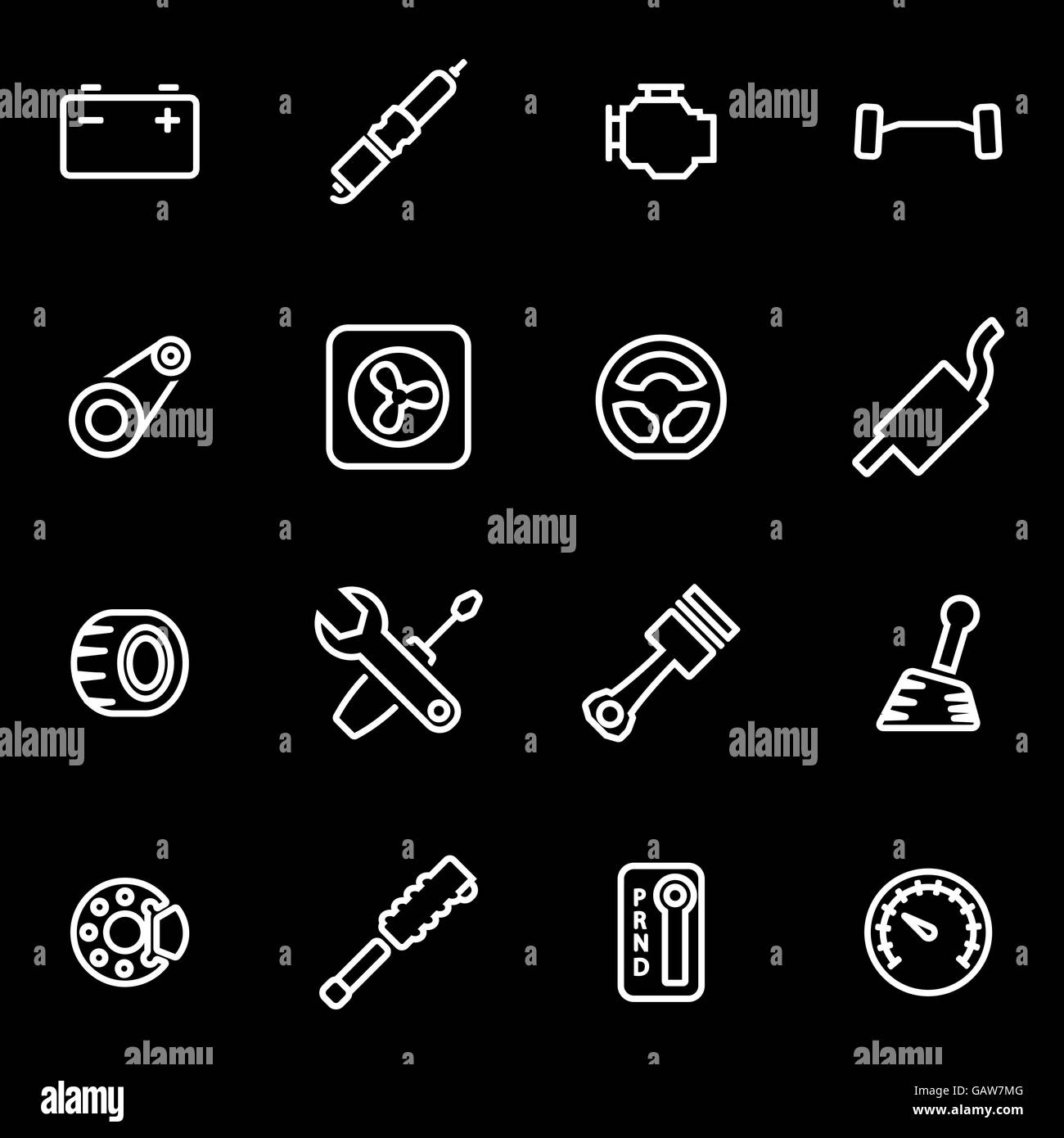 Vector line car parts icon set Stock Vector Image & Art - Alamy