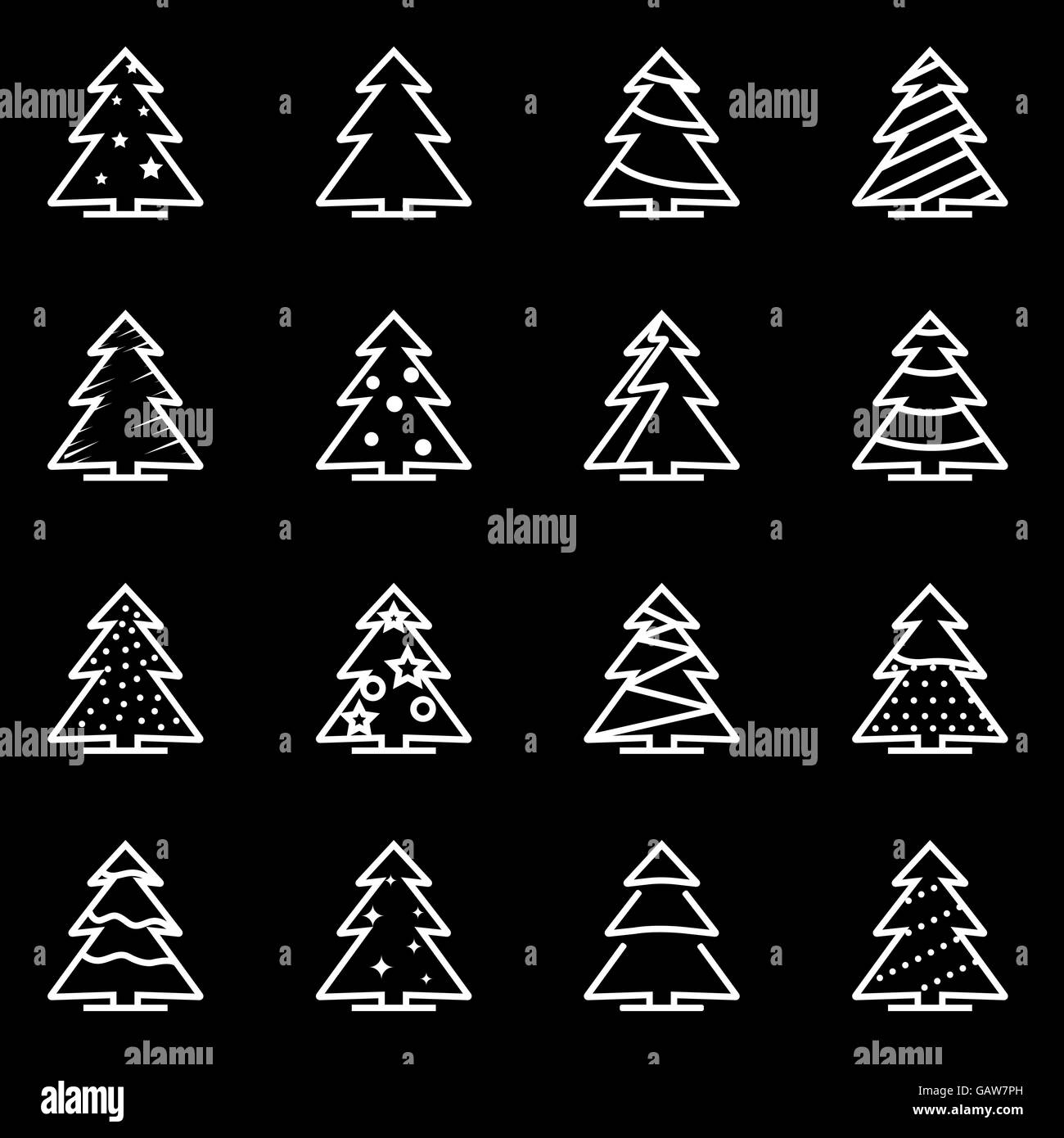 Vector line christmas tree icon set Stock Vector Image & Art - Alamy
