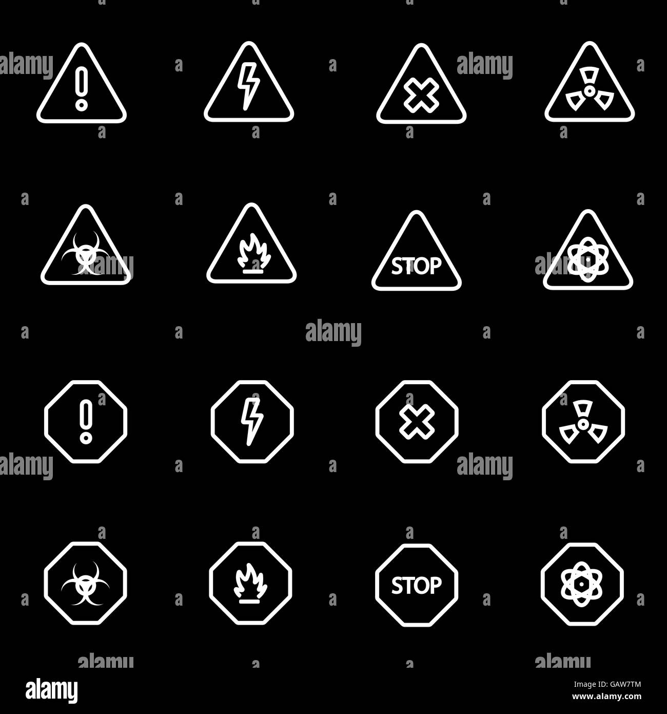 Vector line danger icon set Stock Vector Image & Art - Alamy