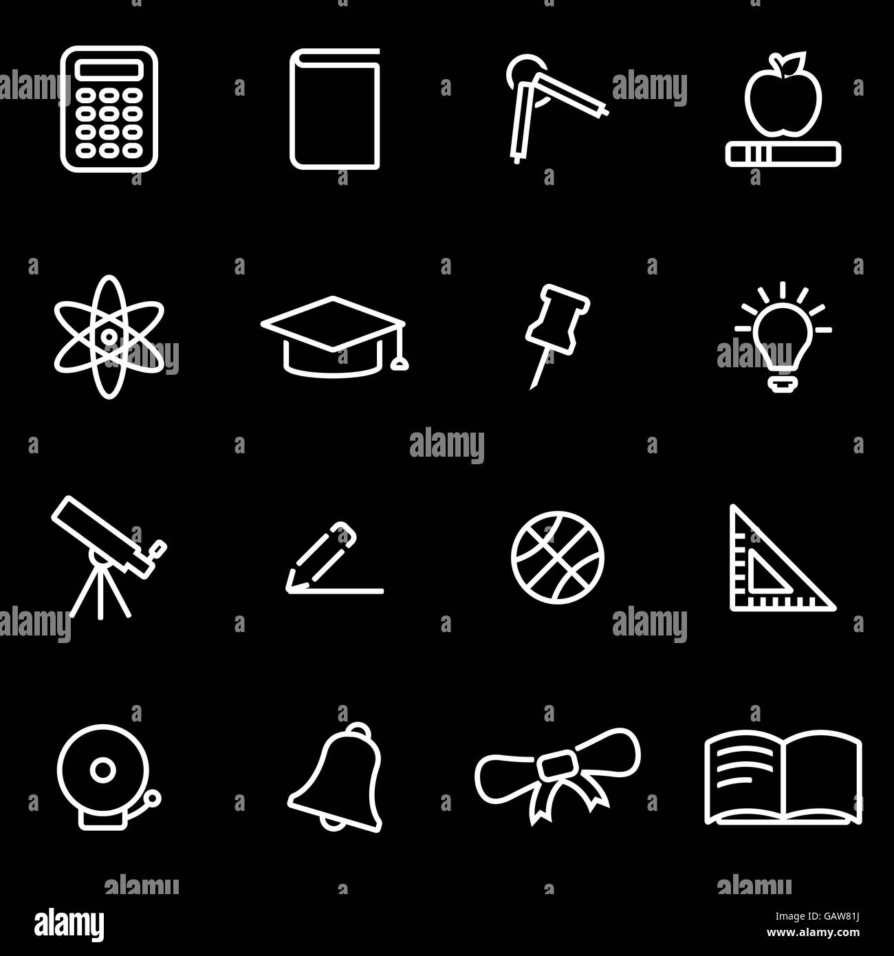Vector line education icon set Stock Vector Image & Art - Alamy