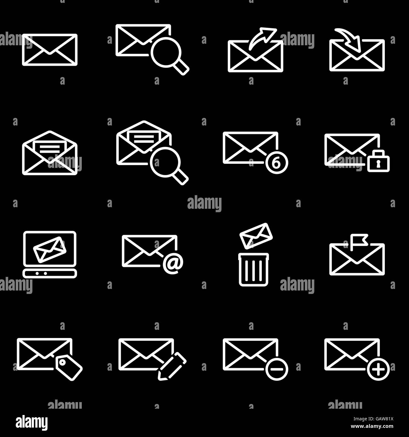 Vector line email icon set Stock Vector Image & Art - Alamy