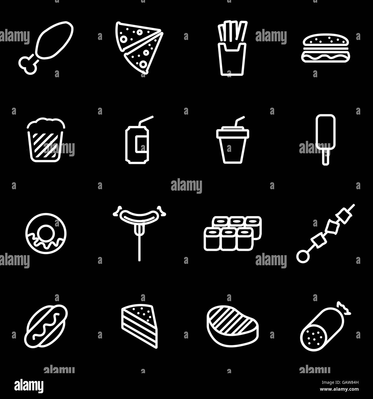 Vector line fastfood icon set Stock Vector Image & Art - Alamy