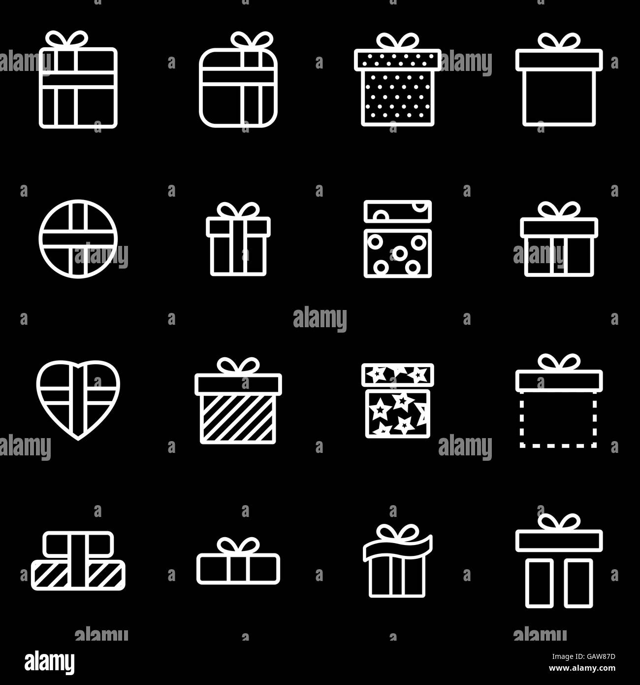 Vector line gift icon set Stock Vector Image & Art - Alamy