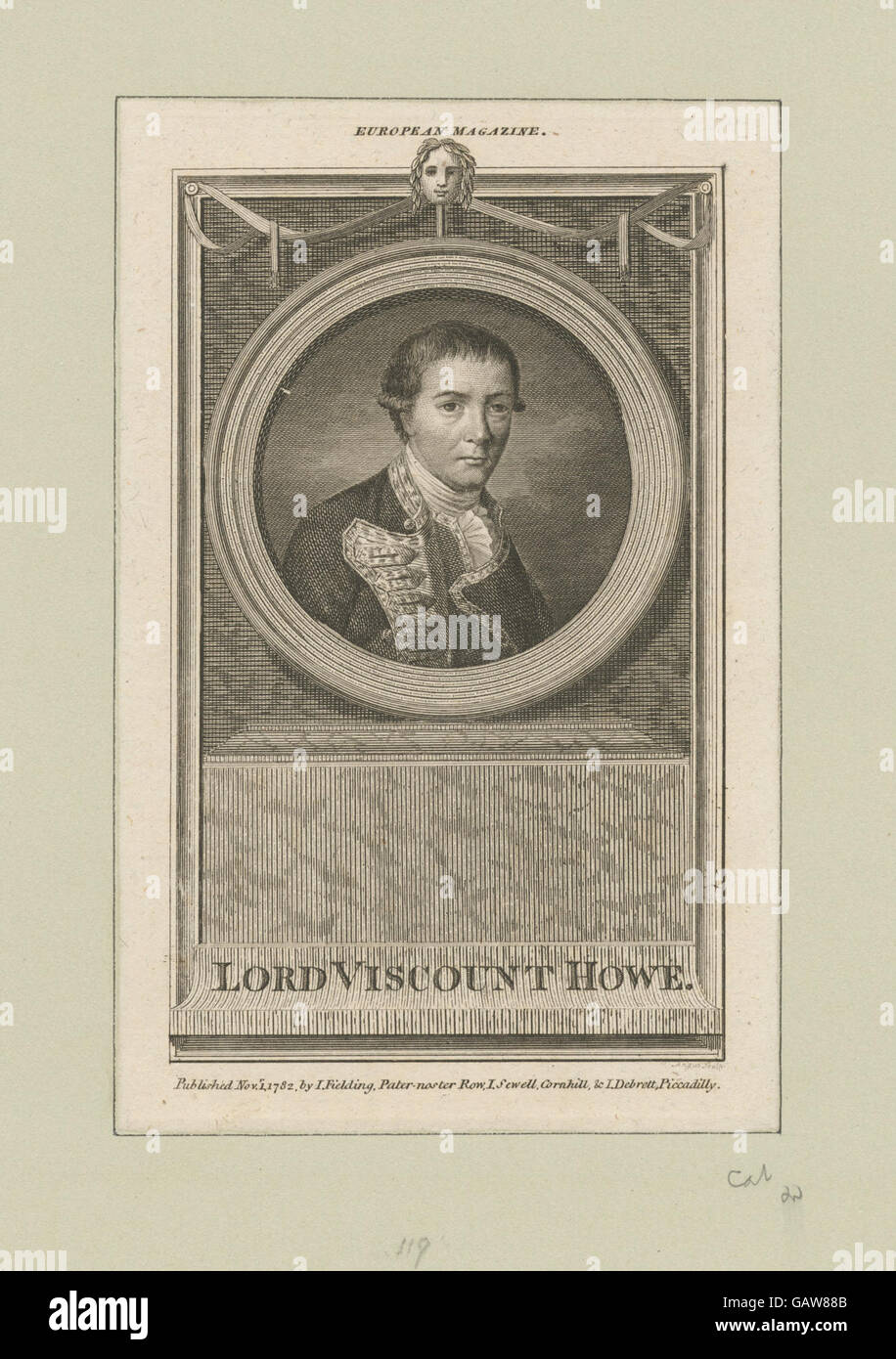 Portrait of Lord Viscount Howe, featuring a man in profile. Image ID ...