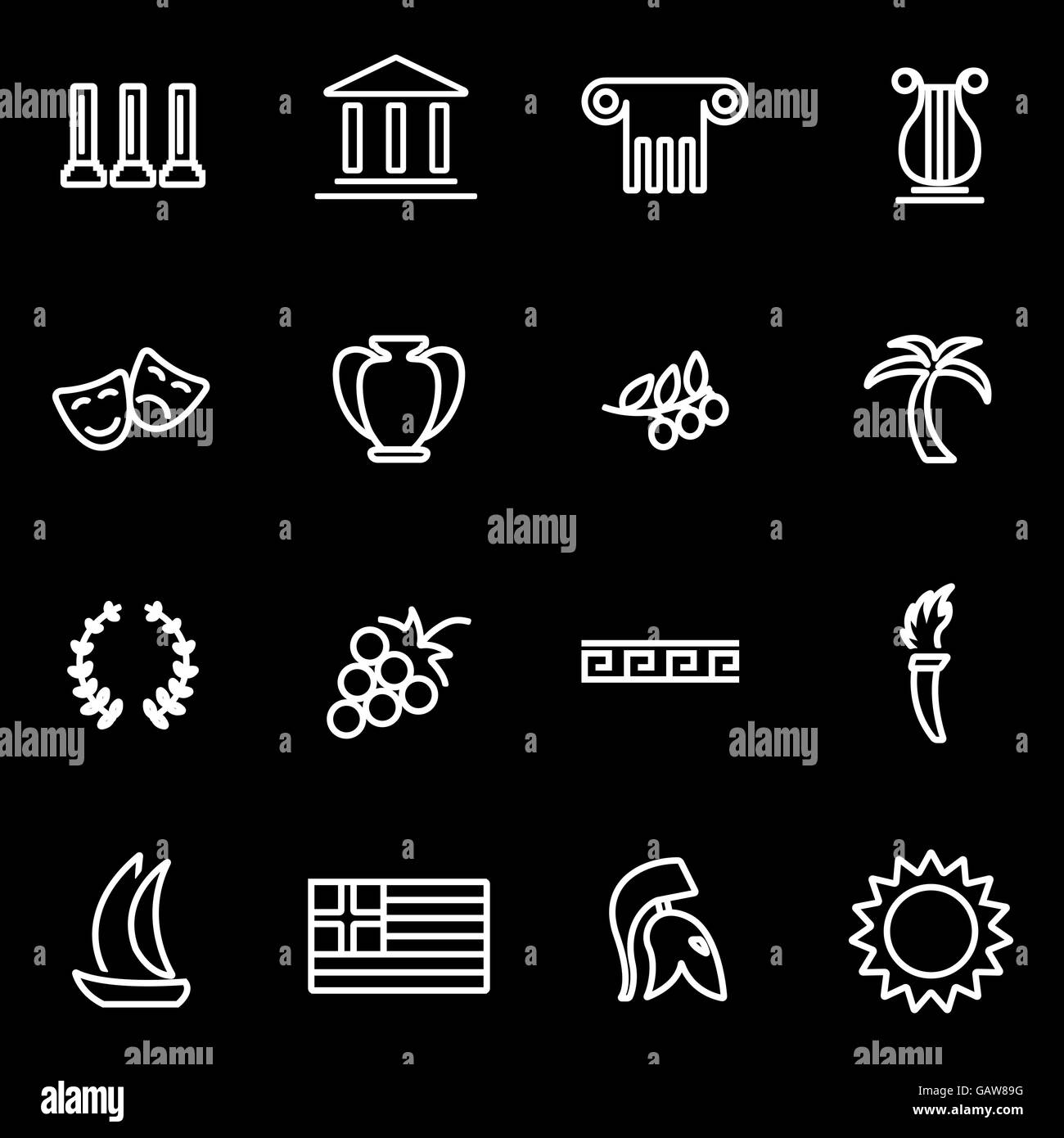 Vector line greece icon set Stock Vector Image & Art - Alamy