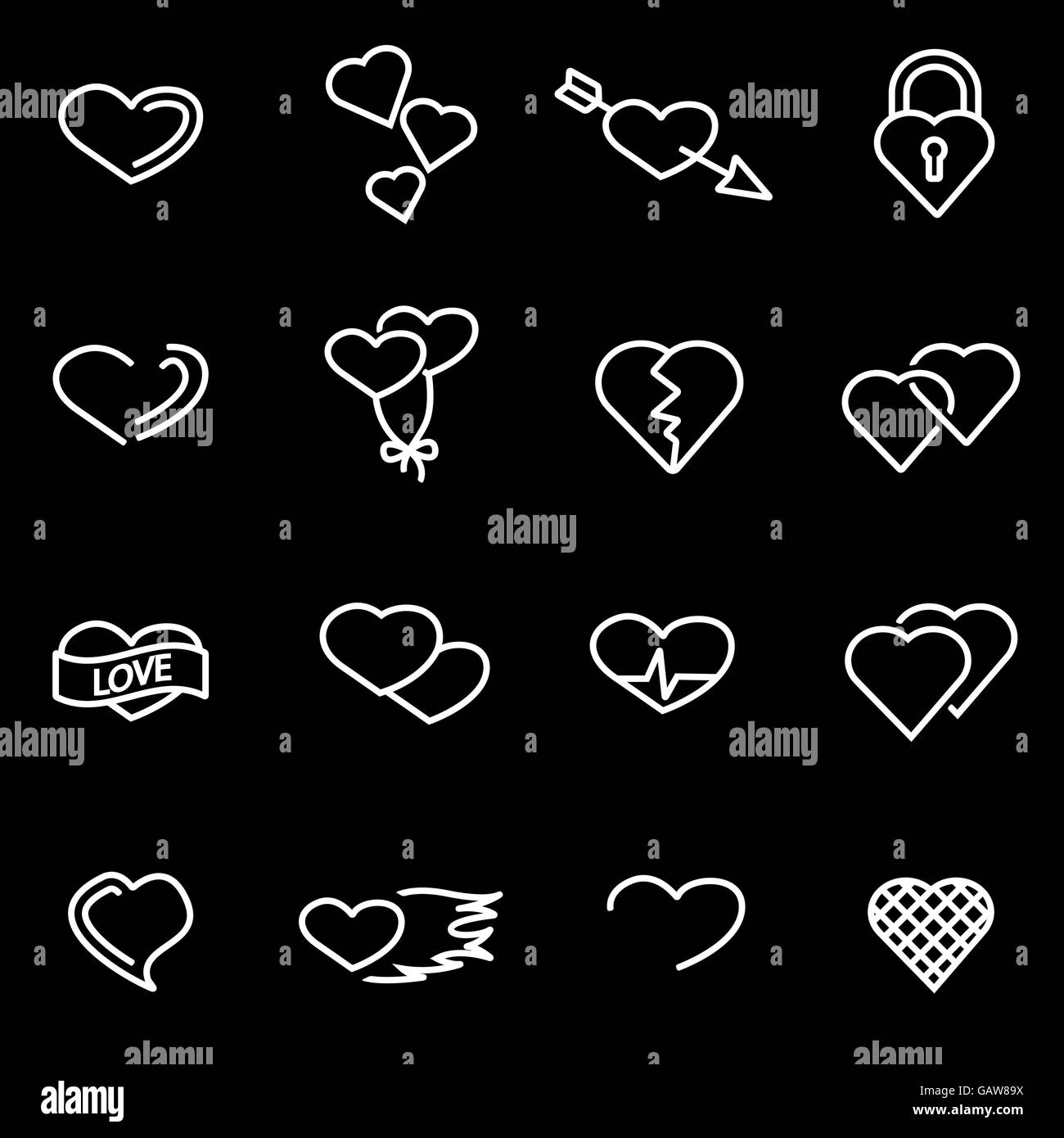 Vector line heart icon set Stock Vector Image & Art - Alamy