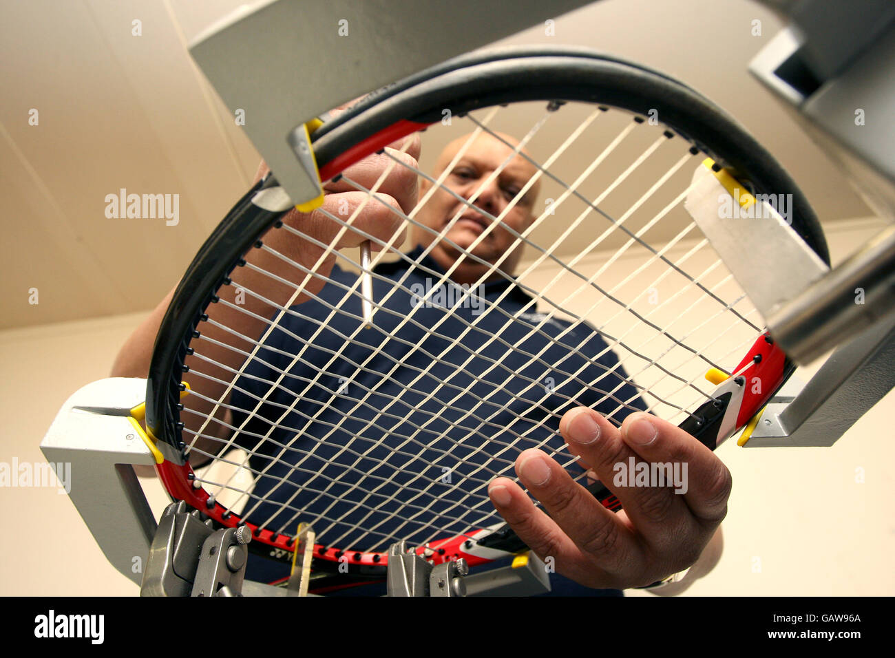 Racket Stringer Dip Patel pictured at the All England Tennis Club where ...