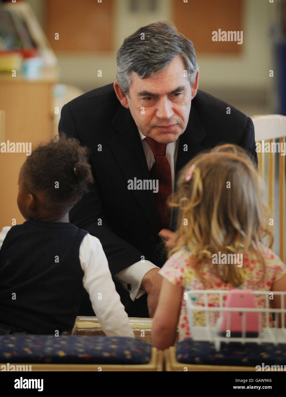Prime Minister Gordon Brown meets children and staff at the Coin Street ...